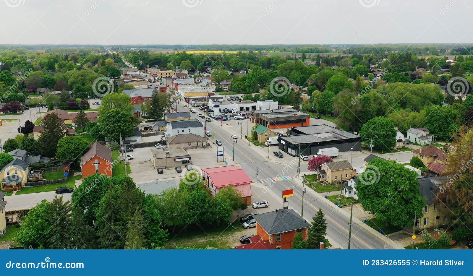Aerial View of Harriston, Ontario, Canada Stock Image - Image of roof ...