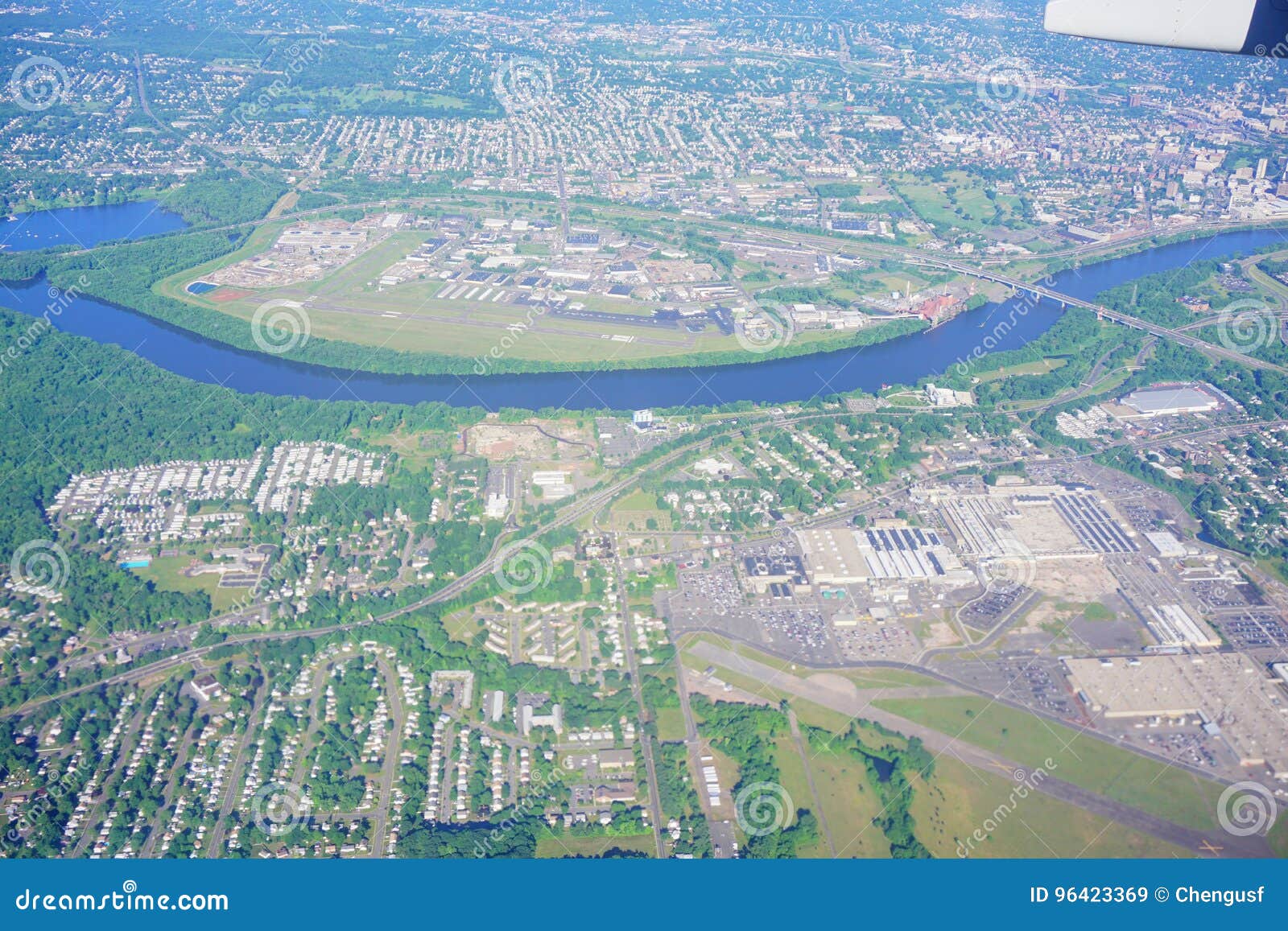 Aerial View of Hartford City Stock Image - Image of bridge, buildings ...