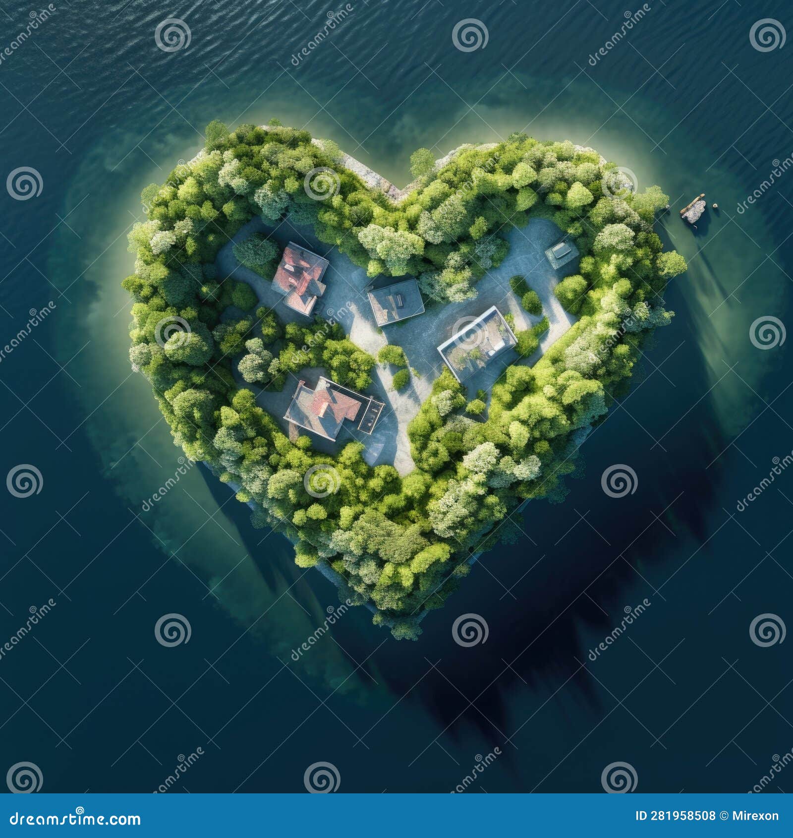 Aerial View of the Heart Shaped Island Stock Illustration ...