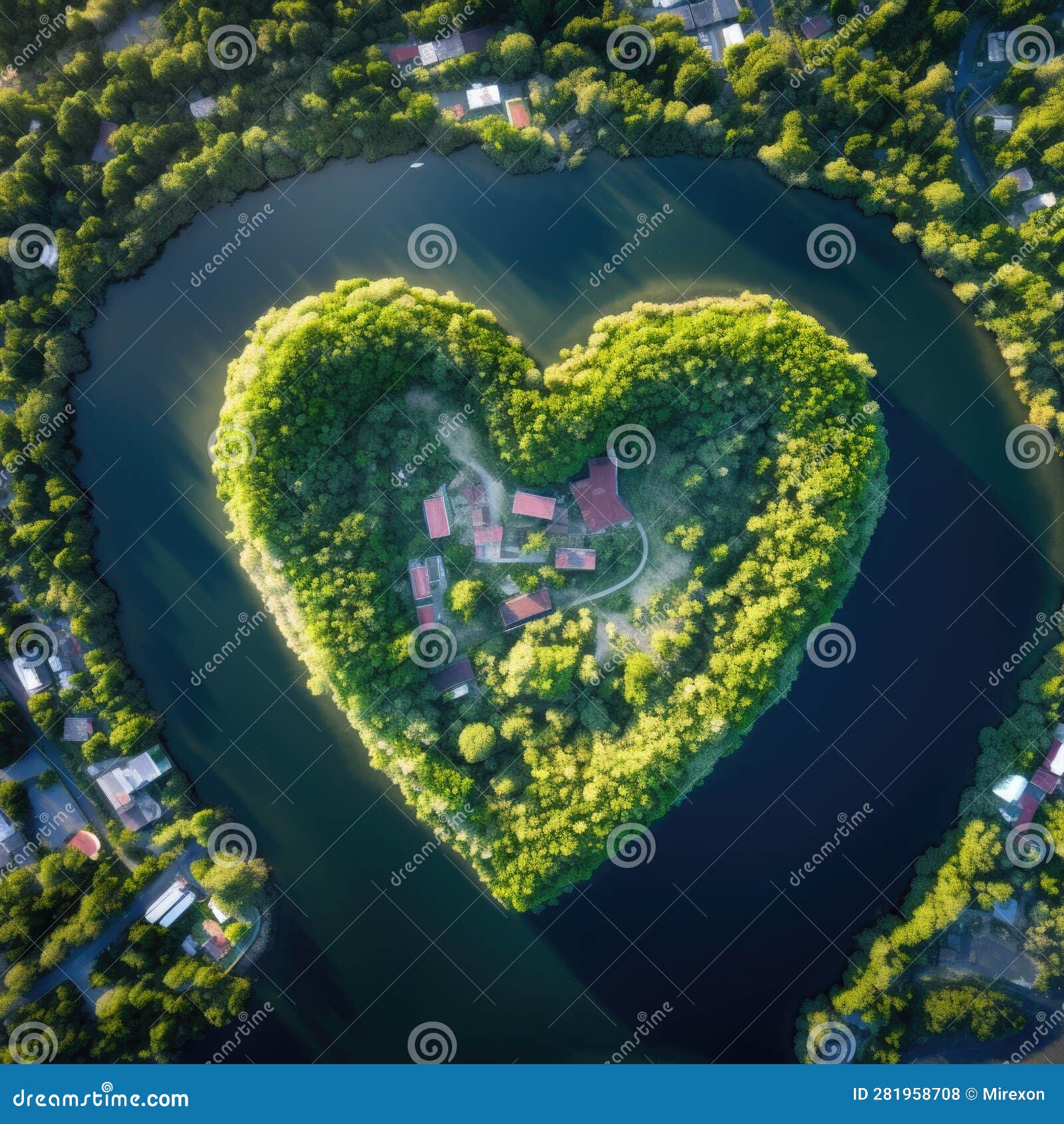 Aerial View of the Heart Shaped Island Stock Illustration ...