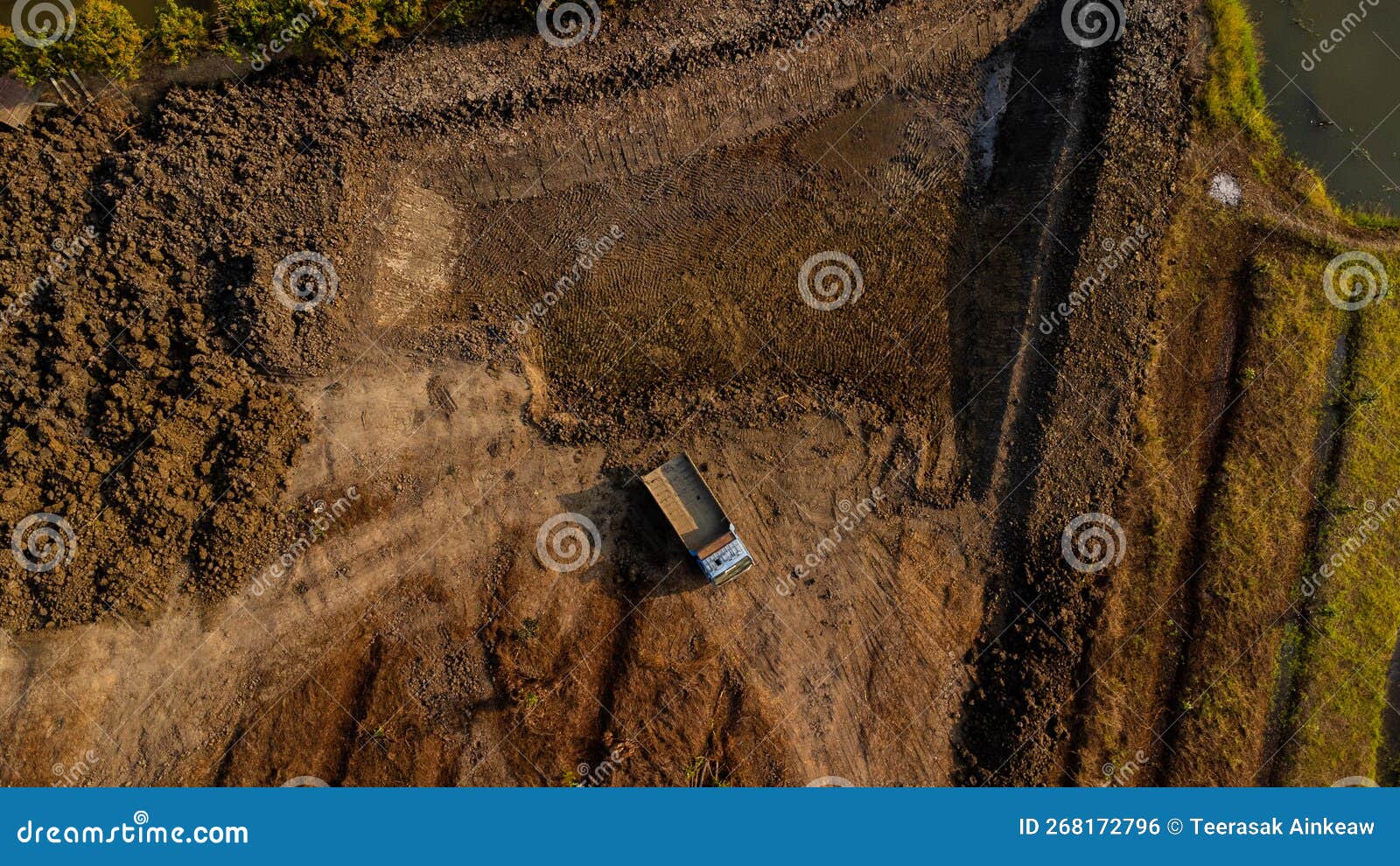 Aerial View of Heavy Earthmovers in Construction Site Stock Photo ...