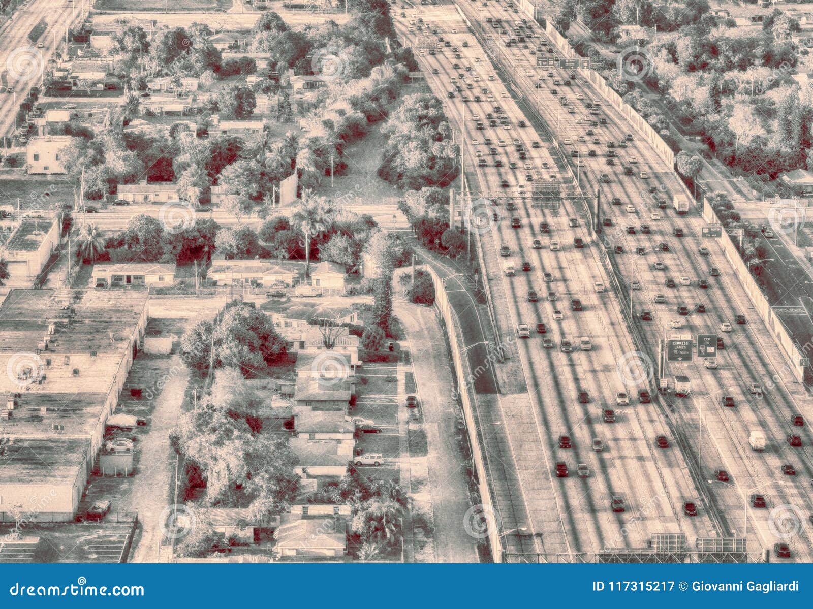 Aerial View of Heavy Interstate Traffic Stock Image - Image of travel ...