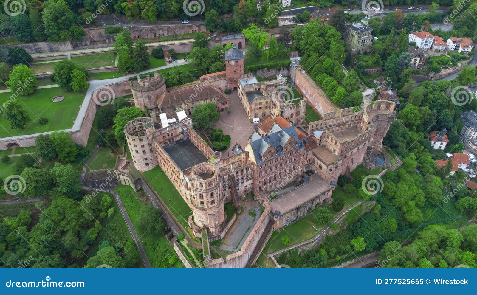 Aerial View of Heidelberg Castle Surrounded by Trees Stock Image ...