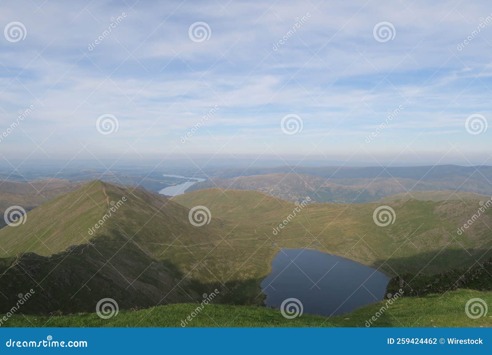 Aerial View from Helvellyn Looking at the Ullswater Rim Stock Photo ...