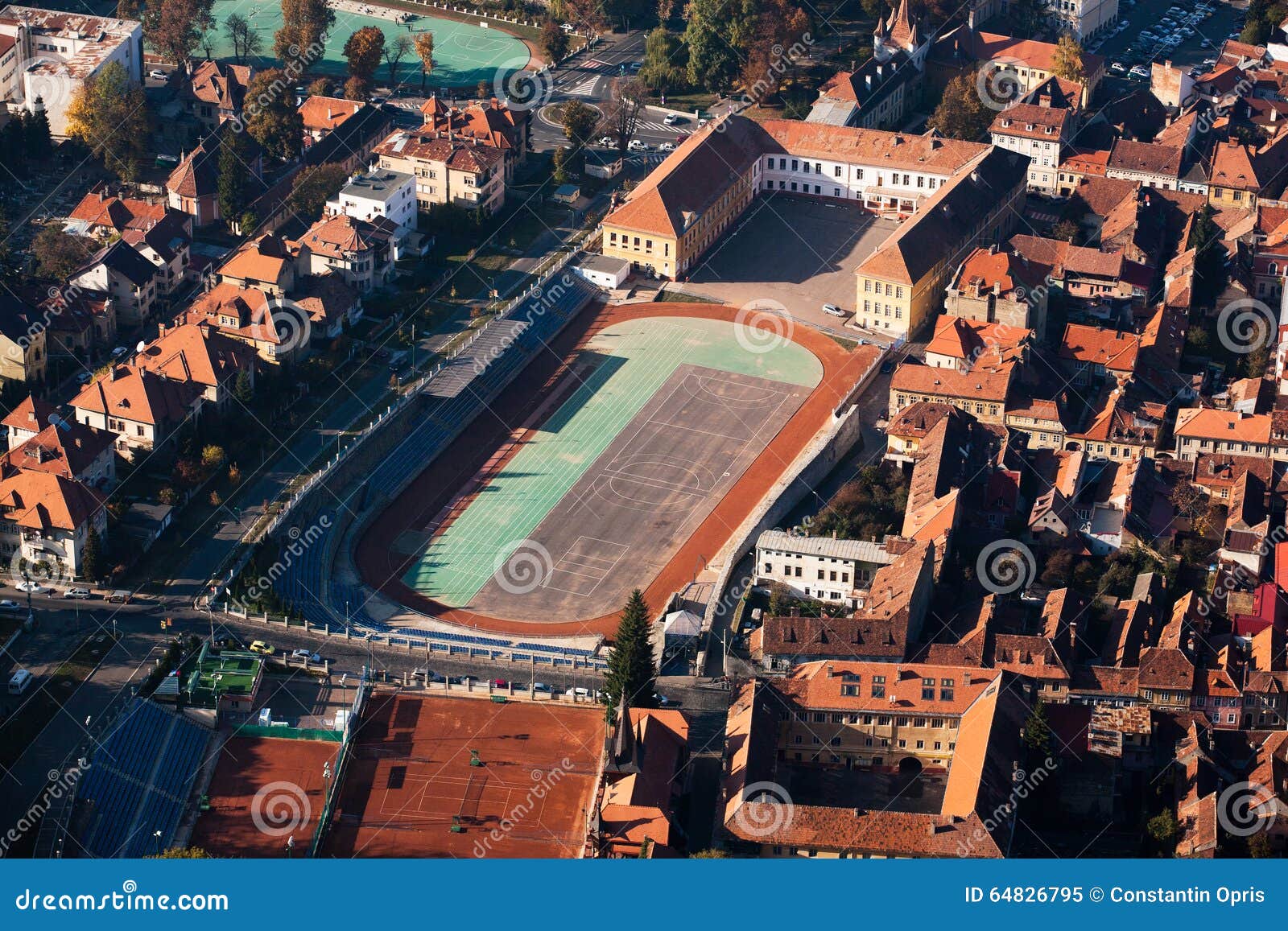 Aerial View of High School Track and Arena Stock Image - Image of ...