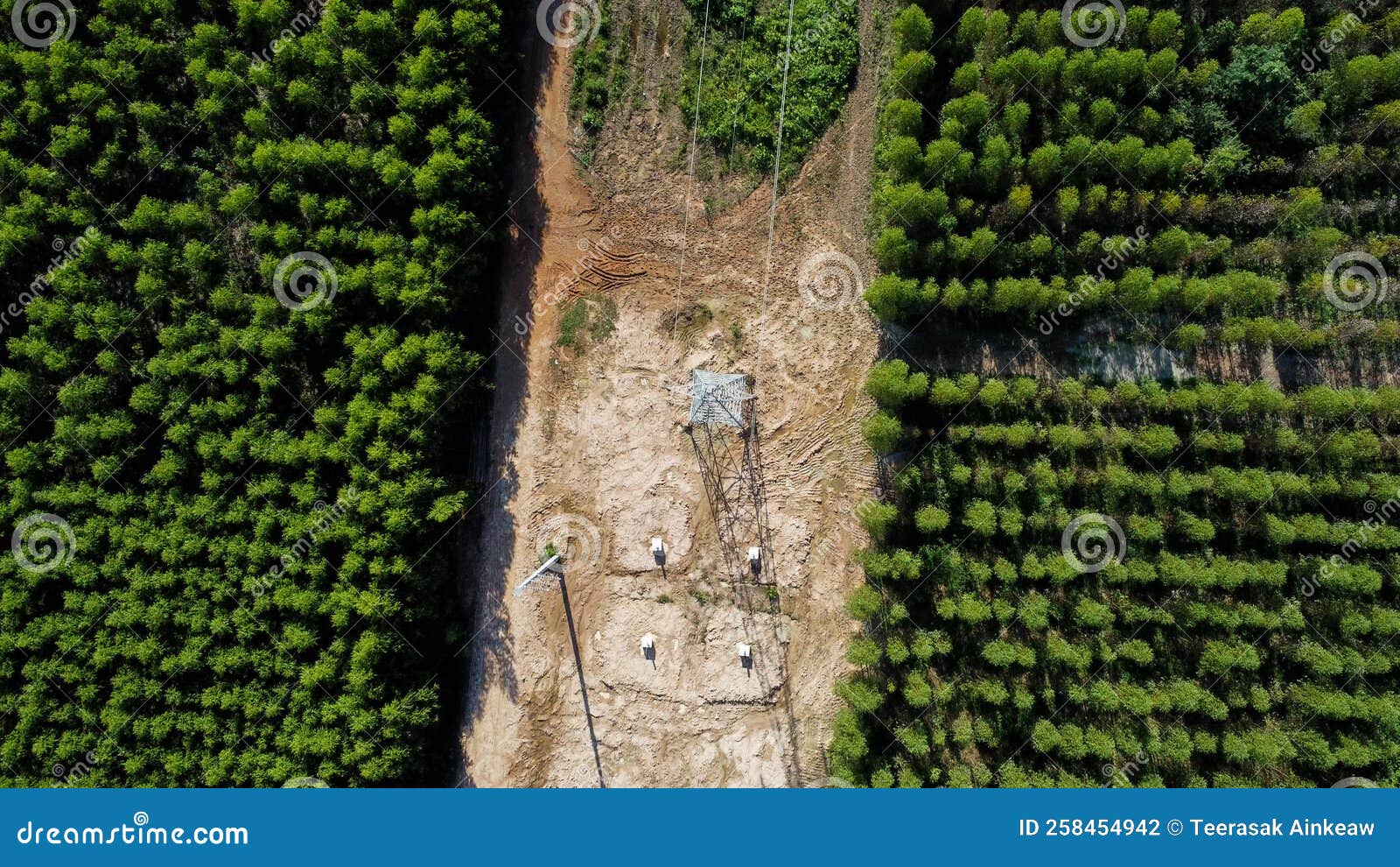 Aerial View of High Voltage Pylon Foundation Construction Site. Top ...