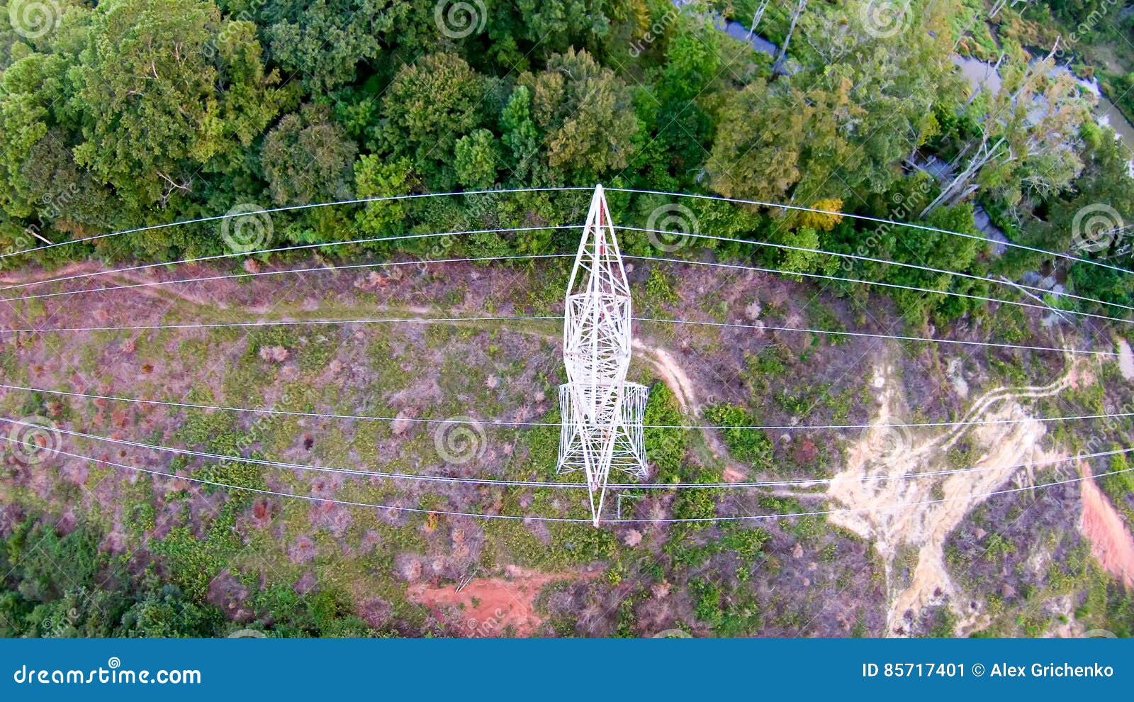 Aerial View of High Voltage Pylons and Power Lines Stock Image - Image ...