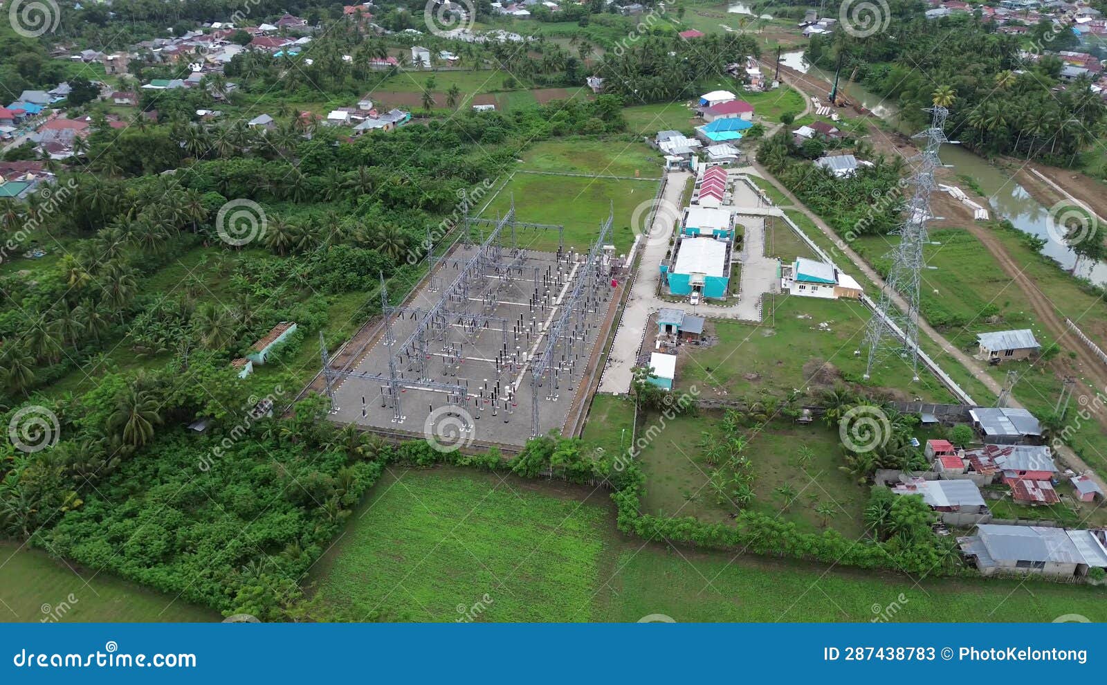 Aerial View of a High Voltage Substation Stock Video - Video of ...