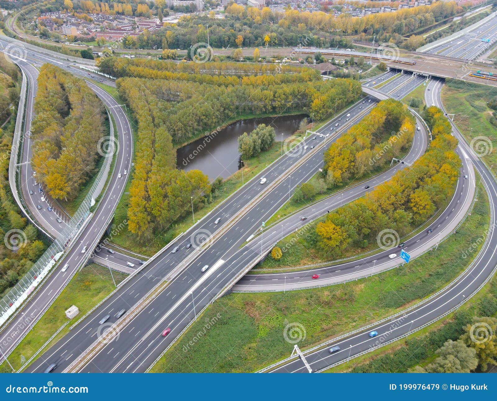 Aerial View of High Way Intersection Crossing Stock Image - Image of ...