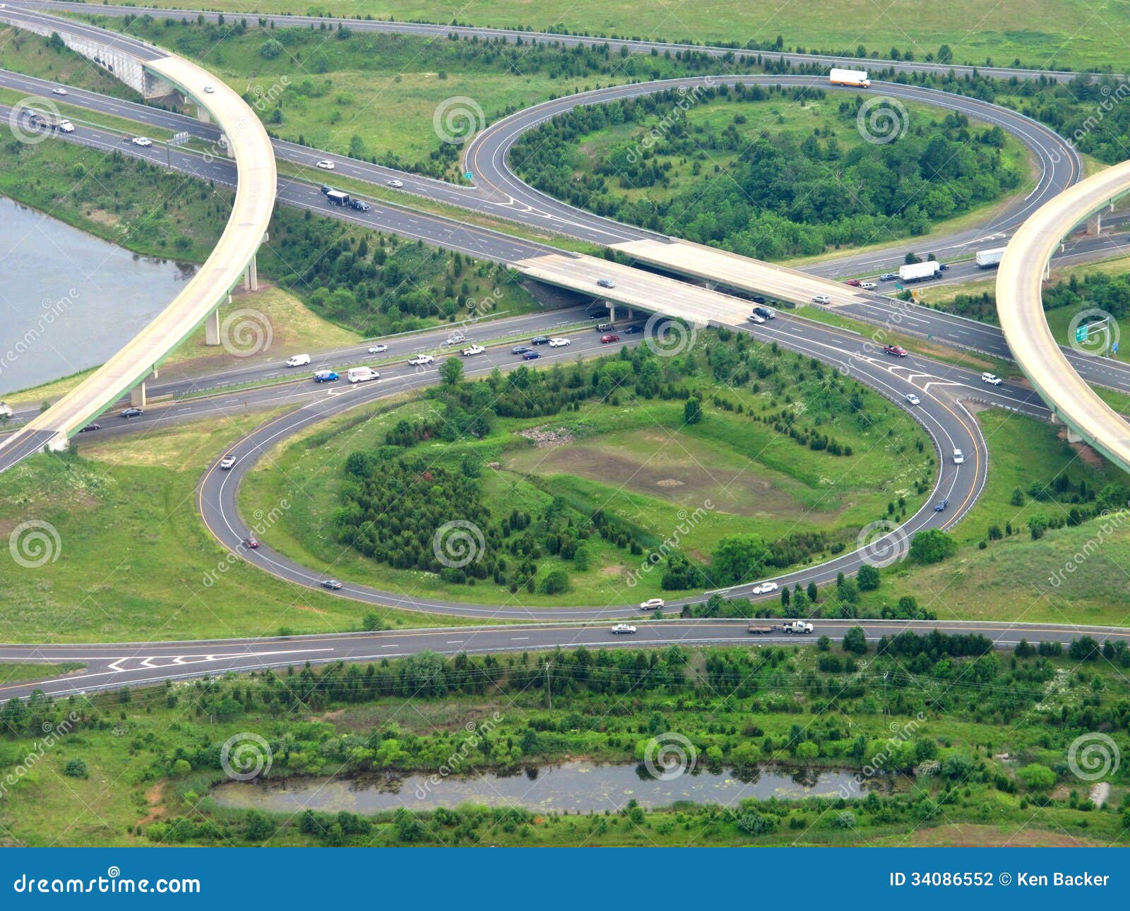 Aerial View of Highway Cloverleaf Stock Photo - Image of freeway ...