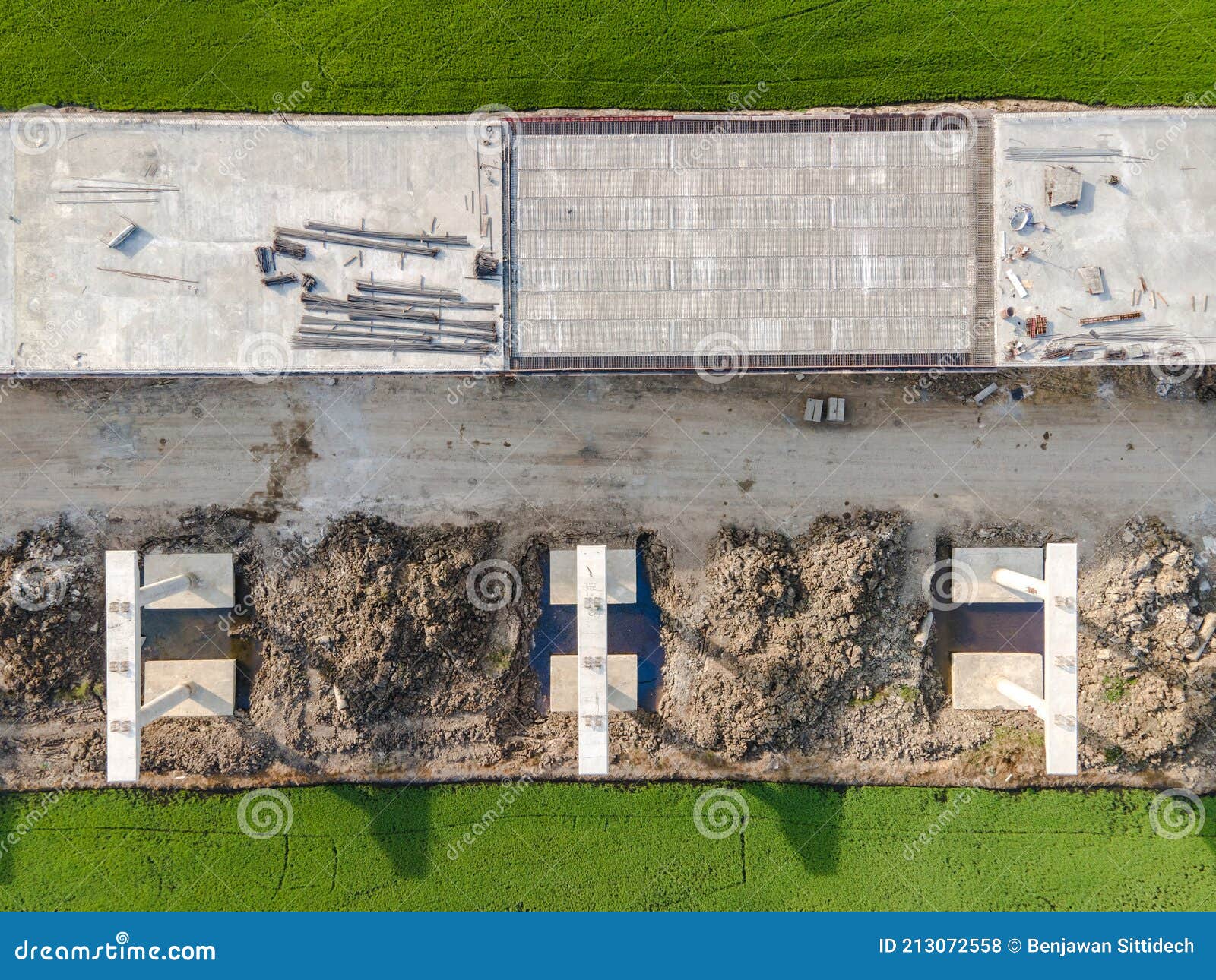 Aerial View of Highway Construction Site Stock Photo - Image of drone ...