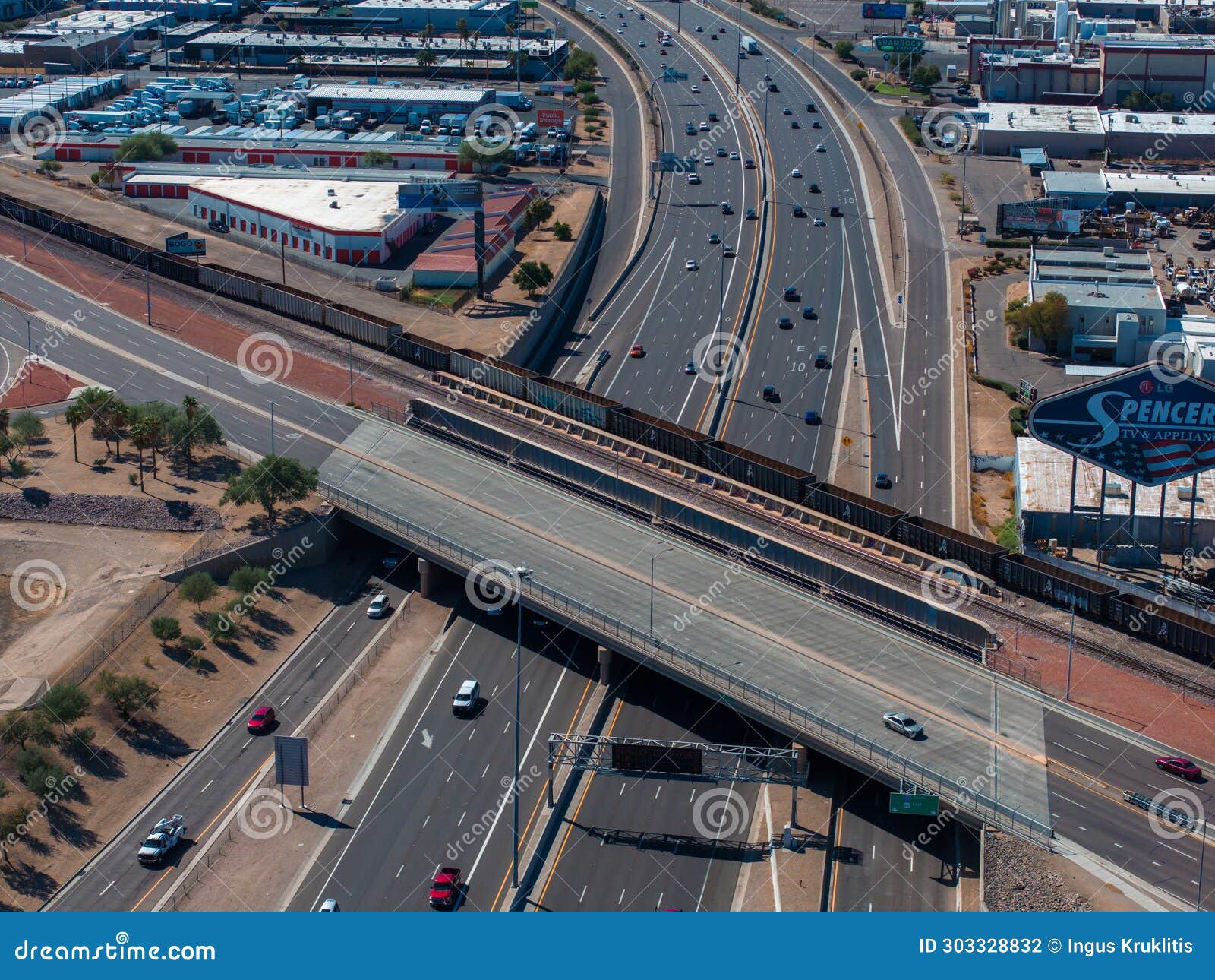 Aerial View of the Highway and Crossroads Intersections in Phoenix, USA ...
