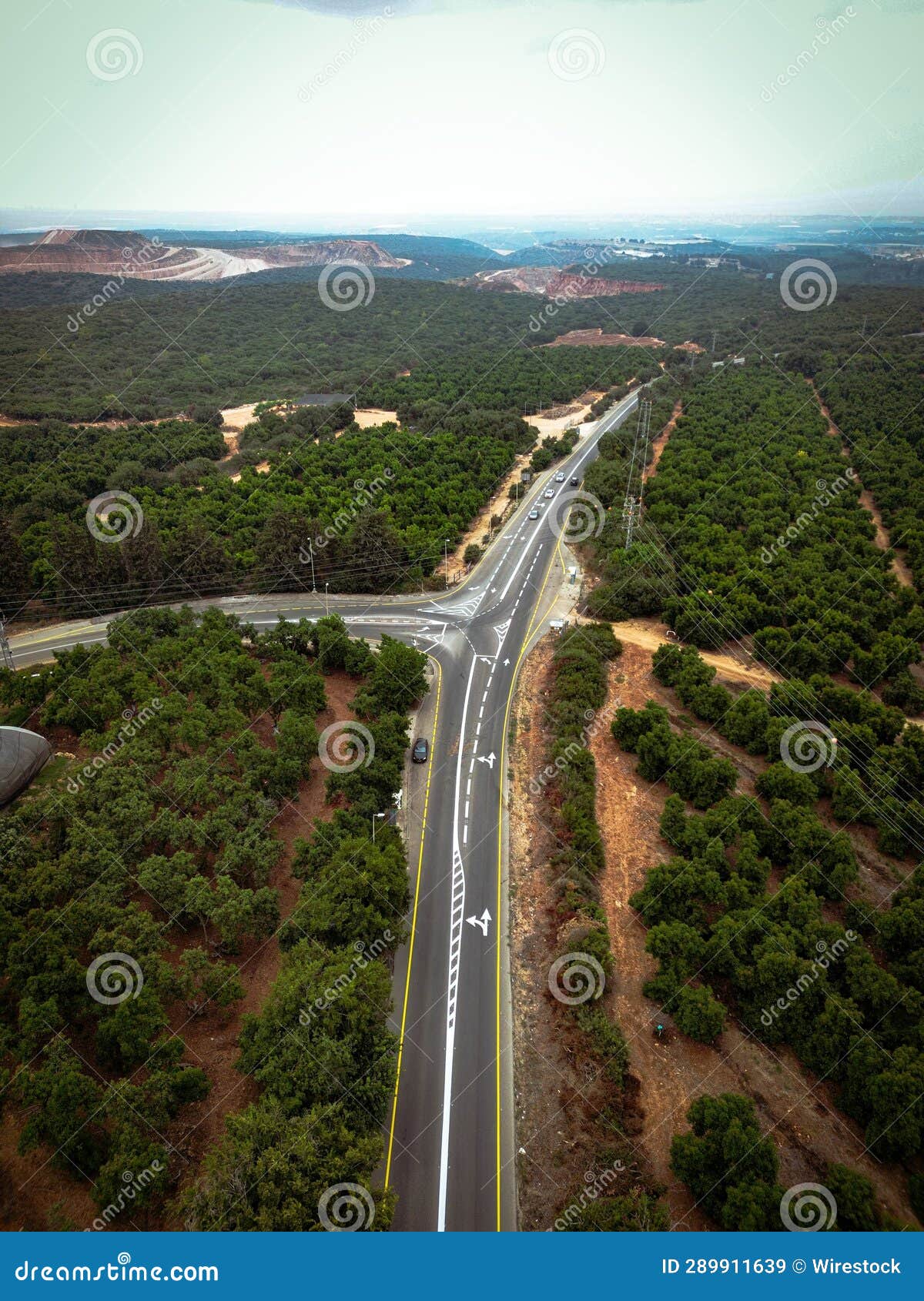Aerial View of a Highway in a Green Landscape Stock Image - Image of ...