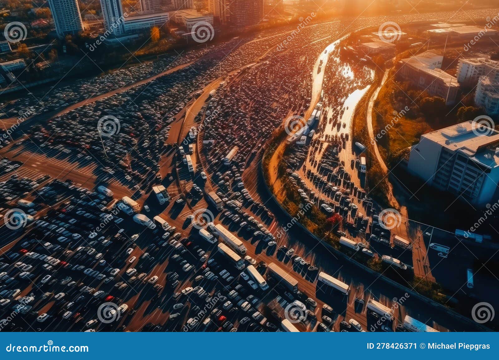 Aerial View of a Highway with a Huge Traffic Jam Created with ...