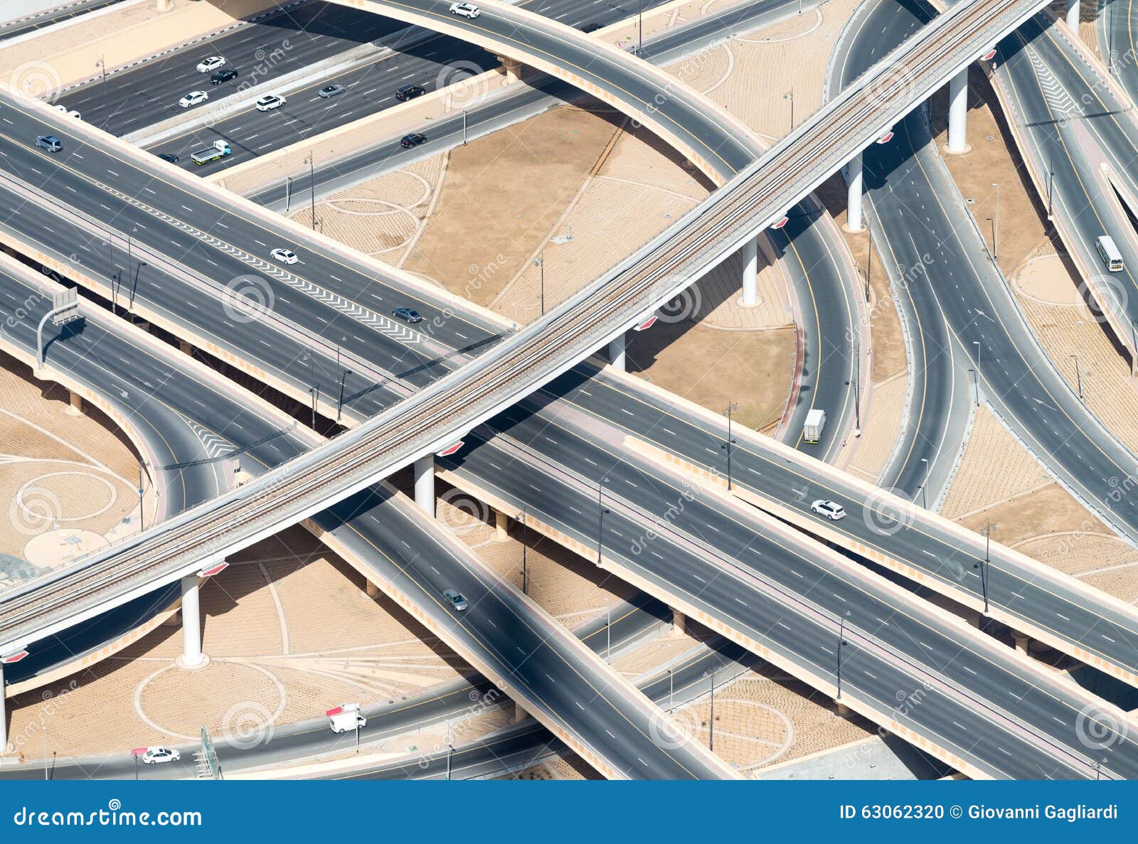 Aerial View of Highway Interchange of Modern Urban City Stock Photo ...