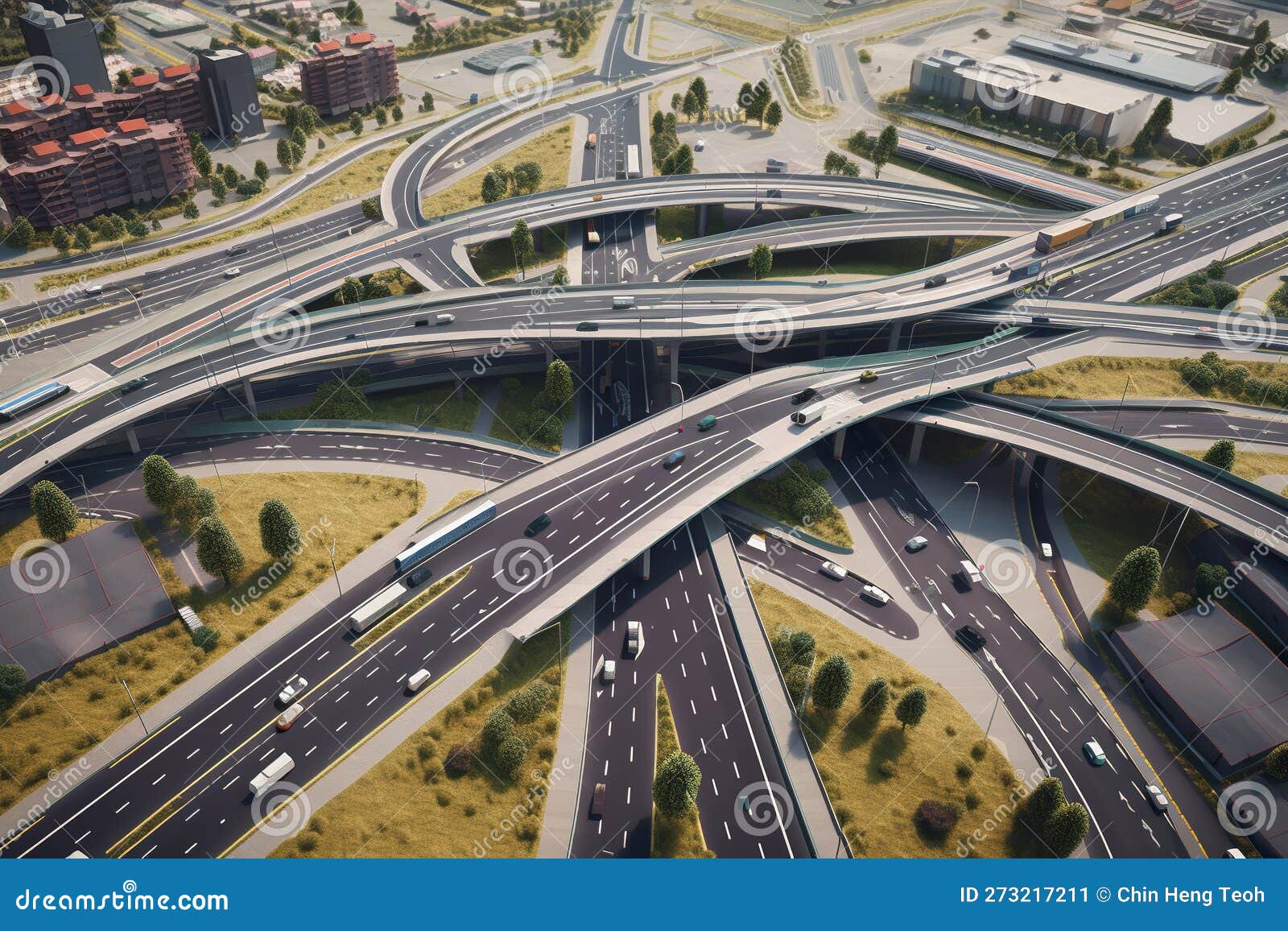Aerial View of Highway Intersection and Cityscape. Generative AI Stock ...