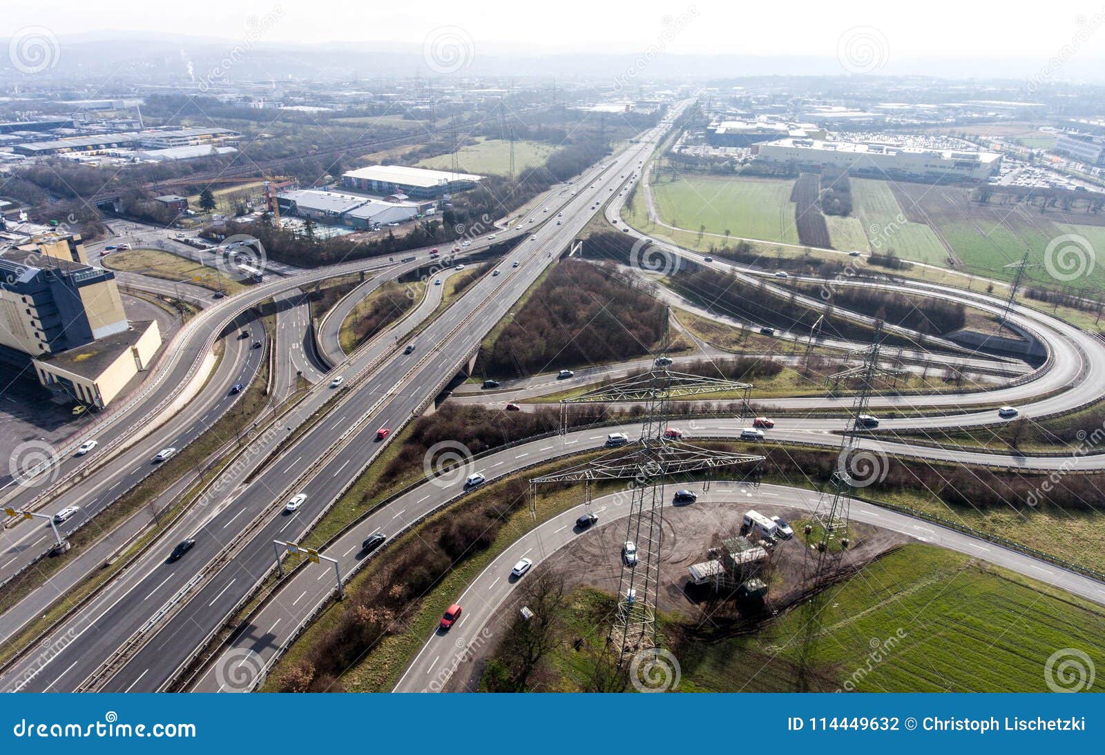 Aerial View of a Highway Intersection with a Clover-leaf Interchange ...