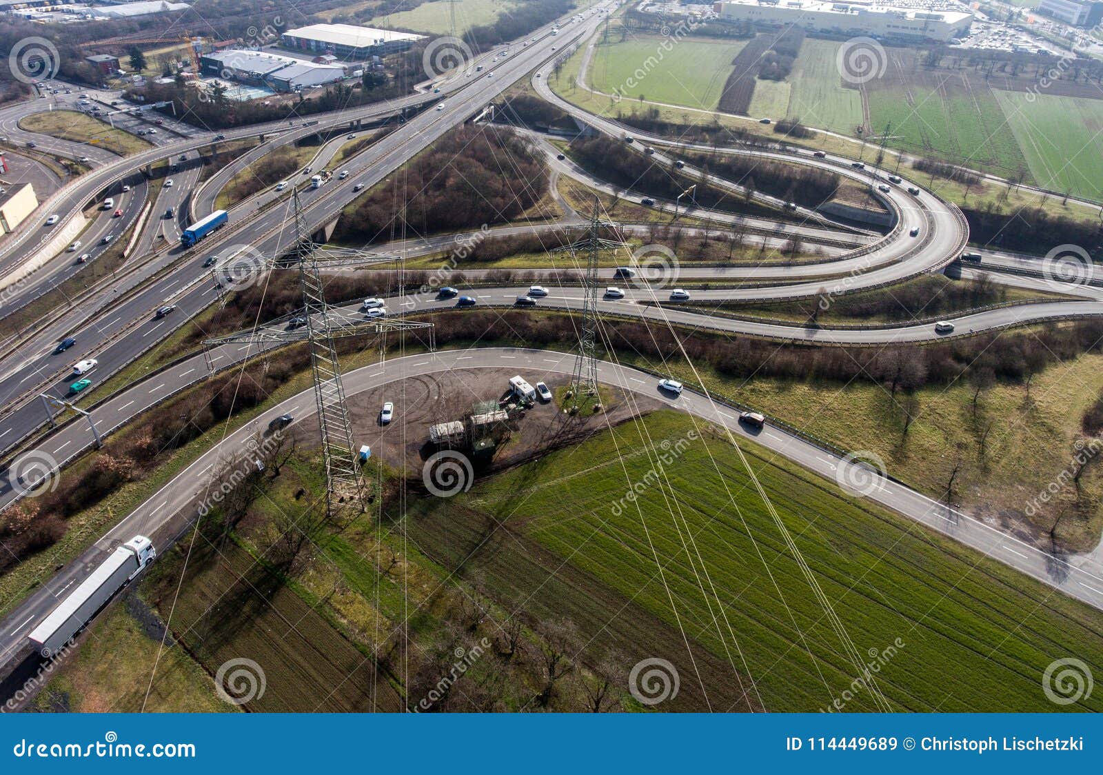 Aerial View of a Highway Intersection with a Clover-leaf Interchange ...