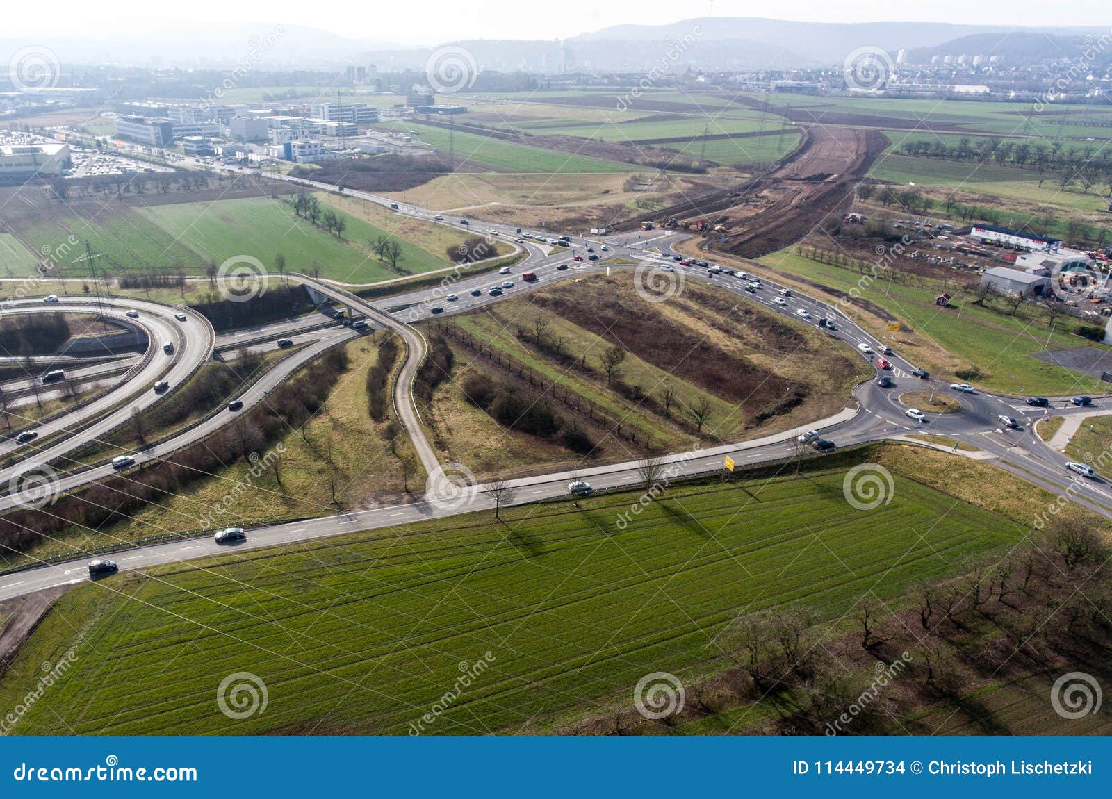 Aerial View of a Highway Intersection with a Clover-leaf Interchange ...