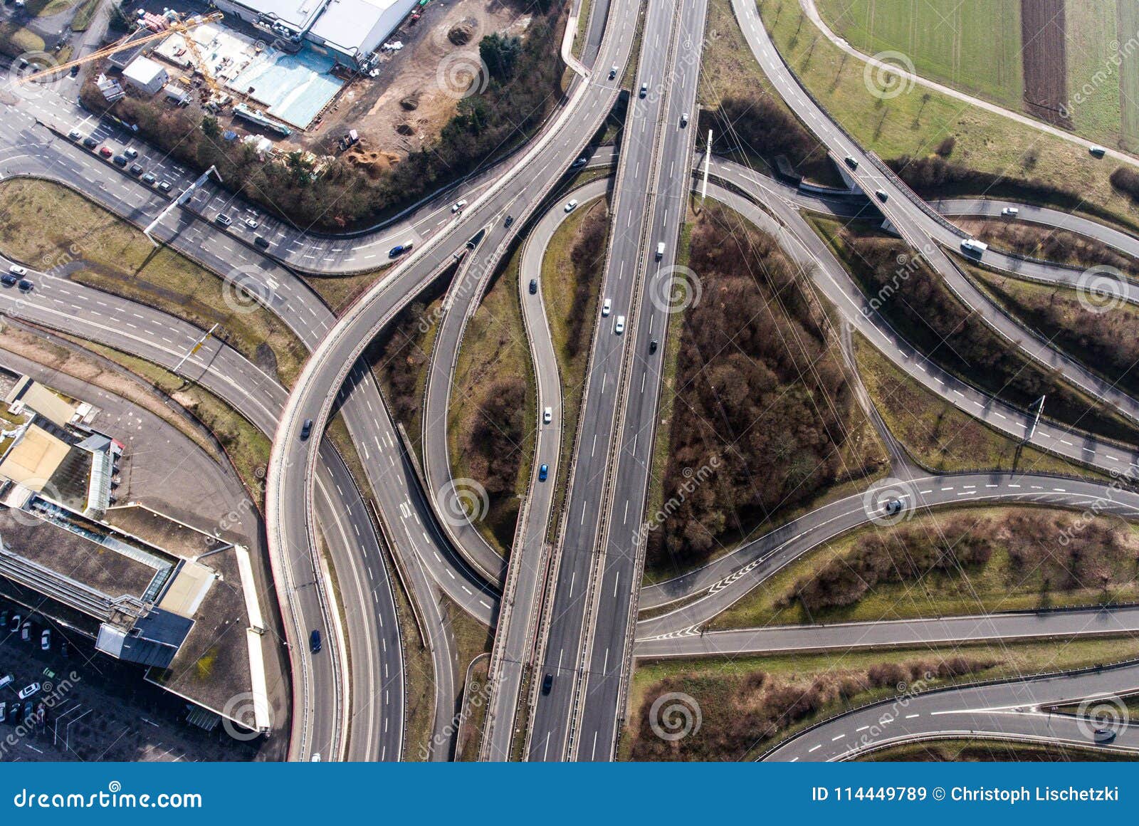 Aerial View of a Highway Intersection with a Clover-leaf Interchange ...