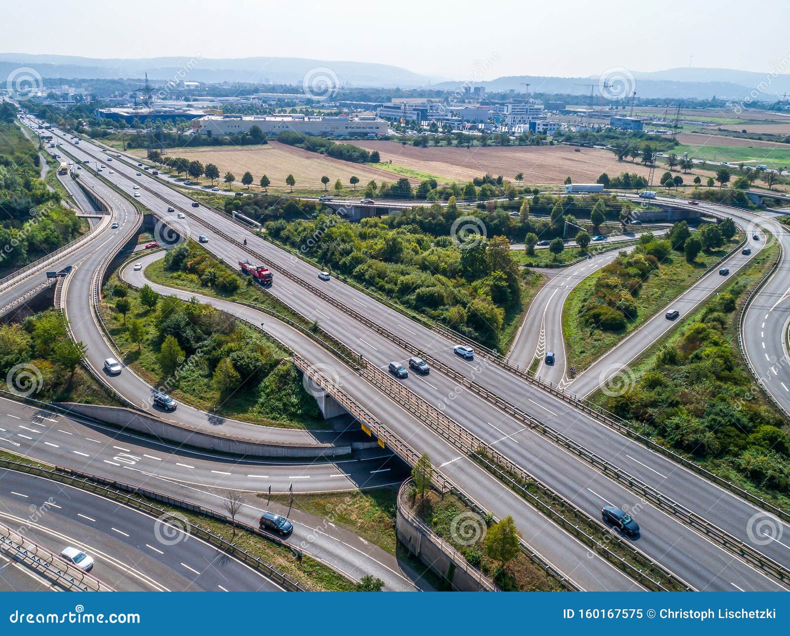 Aerial View of a Highway Intersection with a Clover-leaf Interchange ...