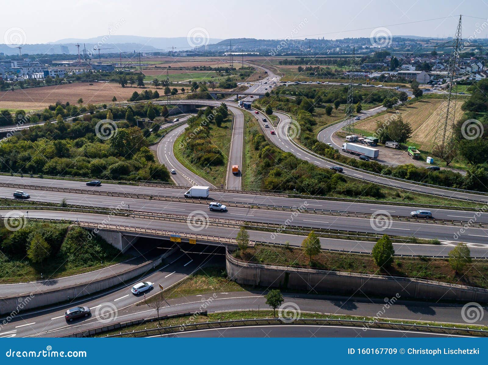Aerial View of a Highway Intersection with a Clover-leaf Interchange ...