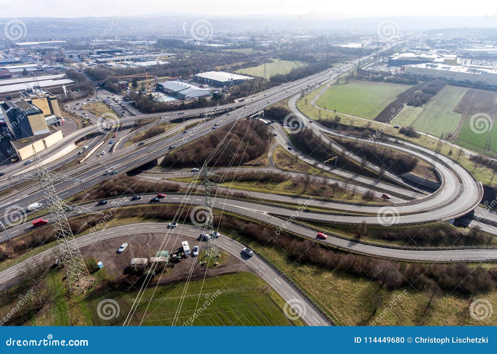 Aerial View of a Highway Intersection with a Clover-leaf Interchange ...