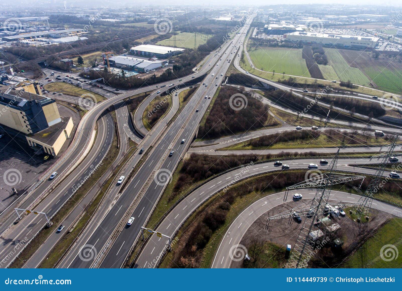 Aerial View of a Highway Intersection with a Clover-leaf Interchange ...