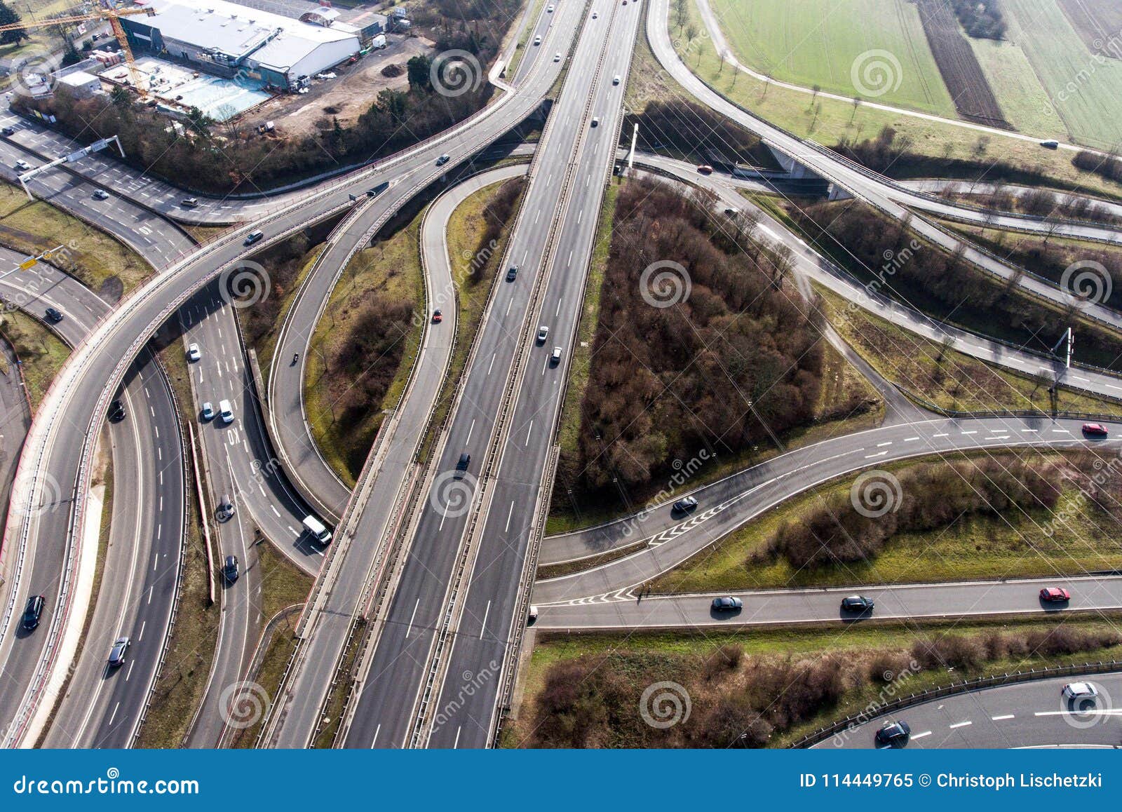 Aerial View of a Highway Intersection with a Clover-leaf Interchange ...