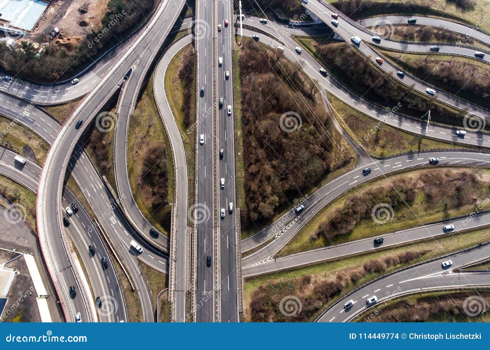 Aerial View of a Highway Intersection with a Clover-leaf Interchange ...
