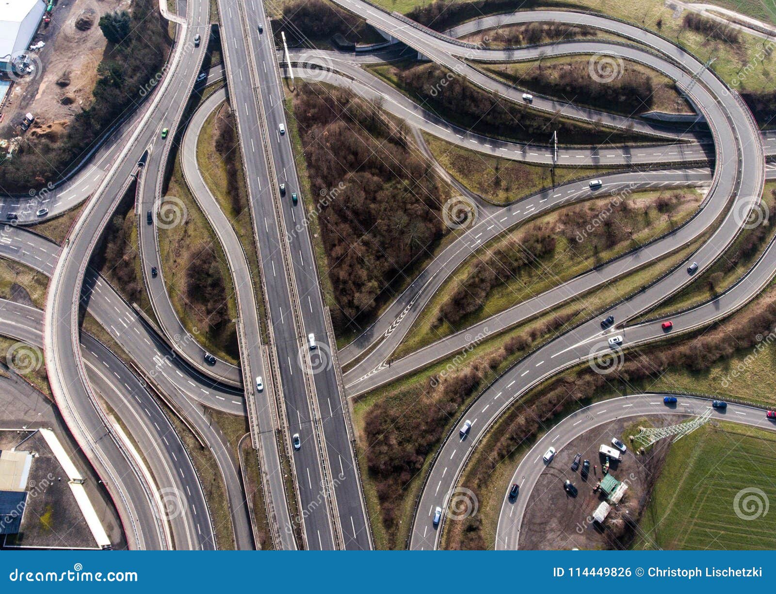Aerial View of a Highway Intersection with a Clover-leaf Interchange ...