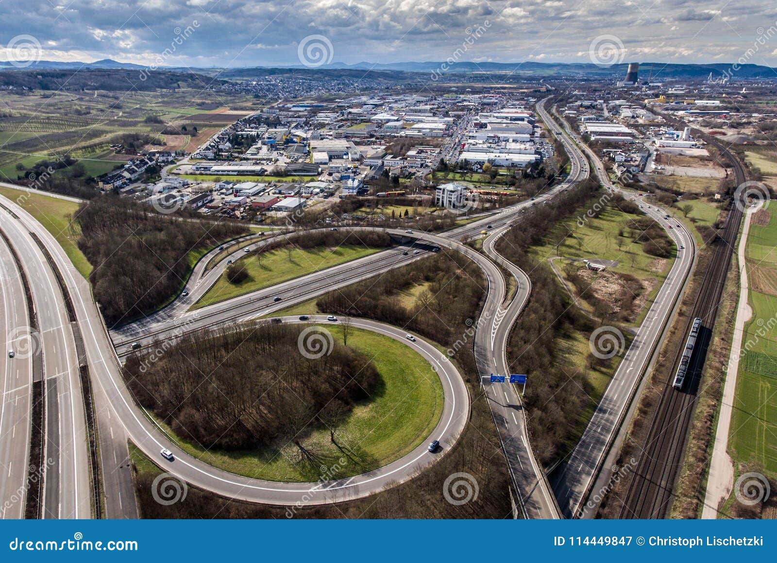 Aerial View of a Highway Intersection with a Clover-leaf Interchange ...