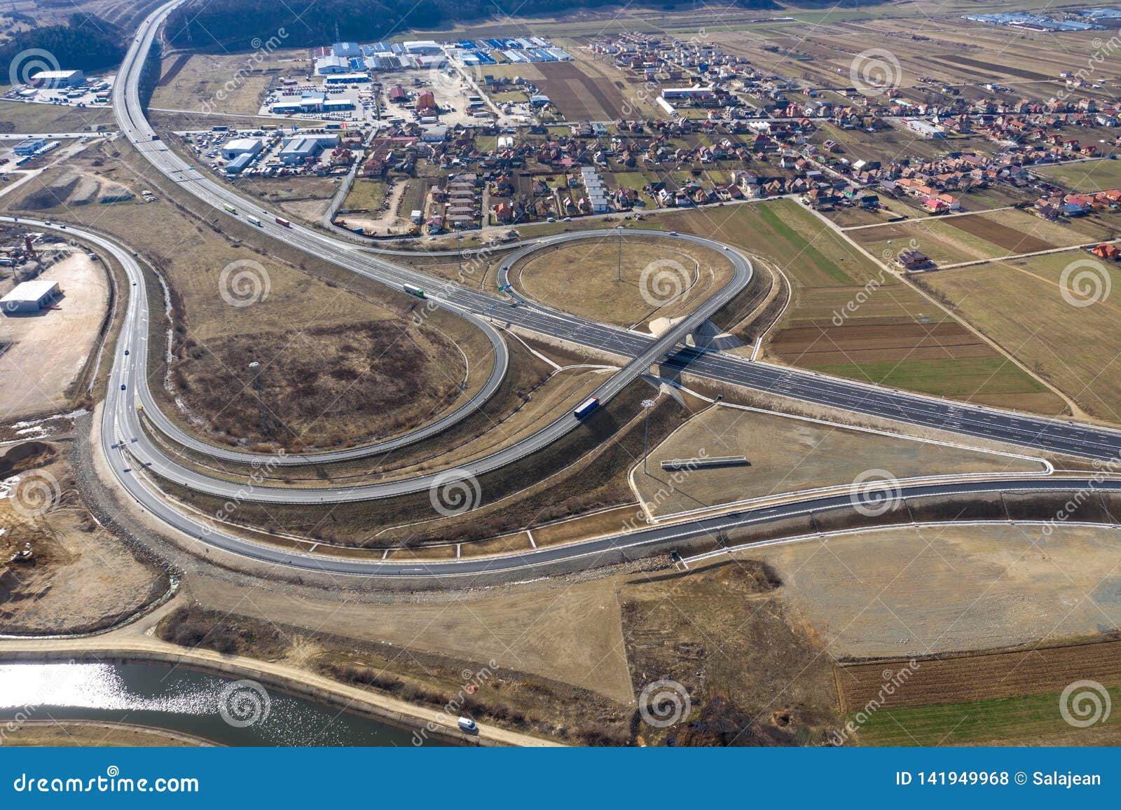 Aerial View of Highway Intersection Stock Photo - Image of intersection ...