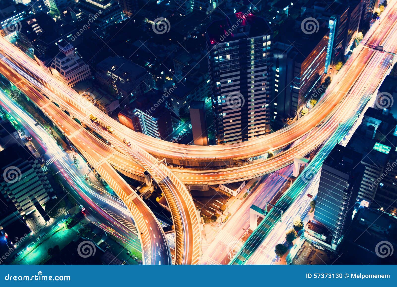 Aerial-view Highway Junction at Night in Tokyo, Japan Stock Photo ... Aerial-view Highway Junction at Night in Tokyo, Japan Stock Photo ...