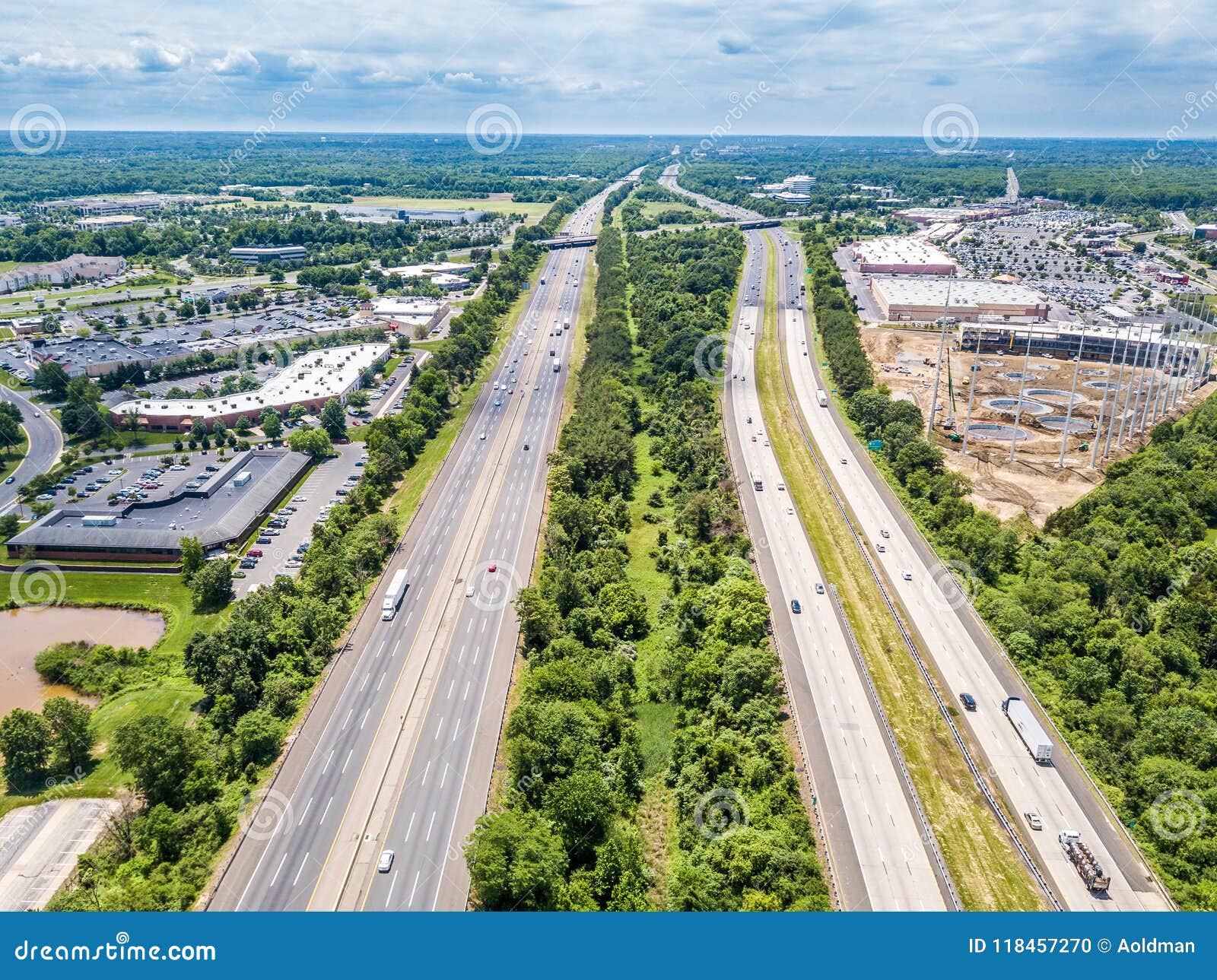 Aerial view of highway stock photo. Image of field, drive - 118457270