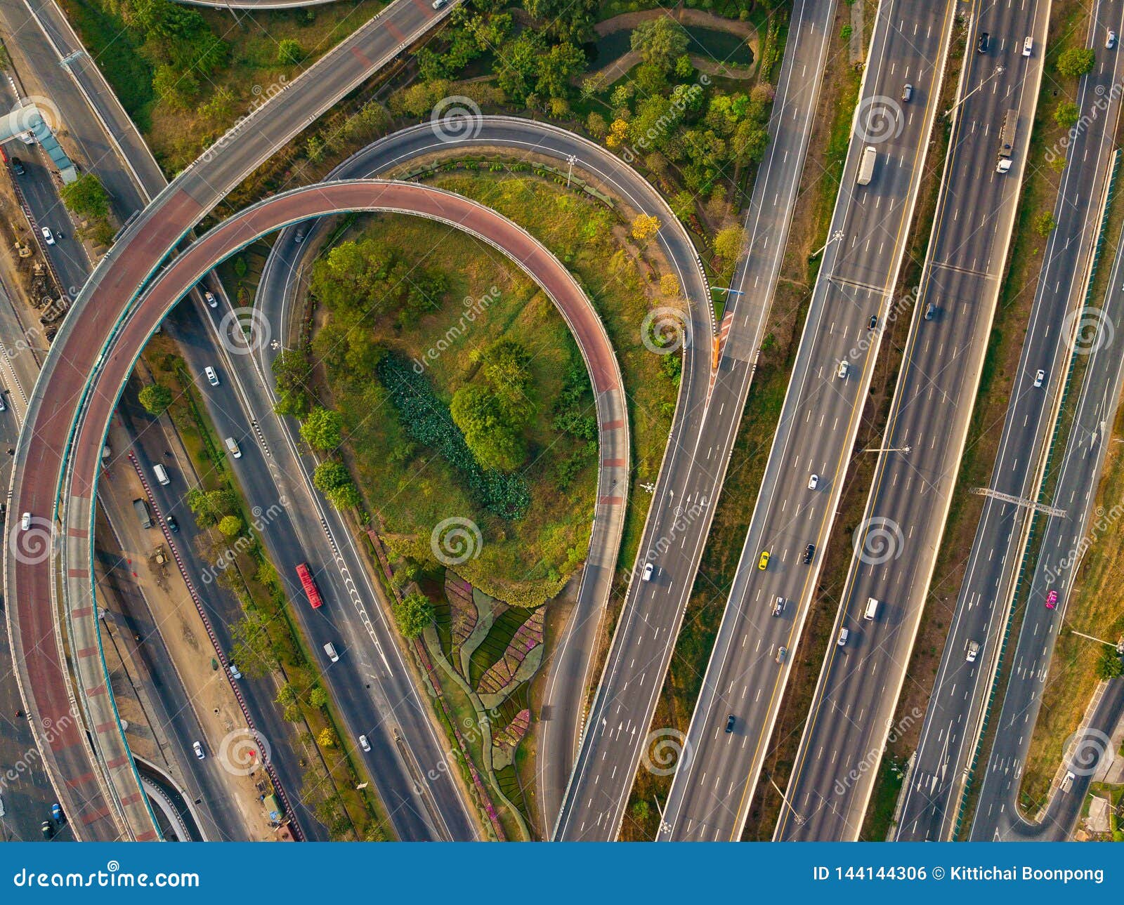 Aerial View of Highway and Overpass in City Stock Photo - Image of ...