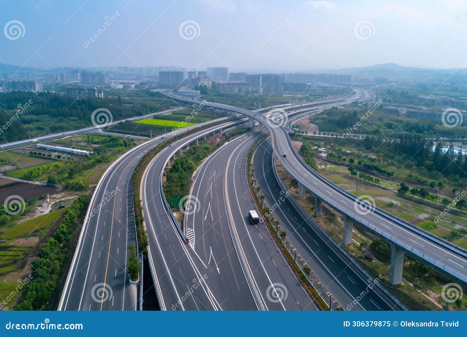 Aerial View of Highway and Overpass in City Stock Image - Image of ...