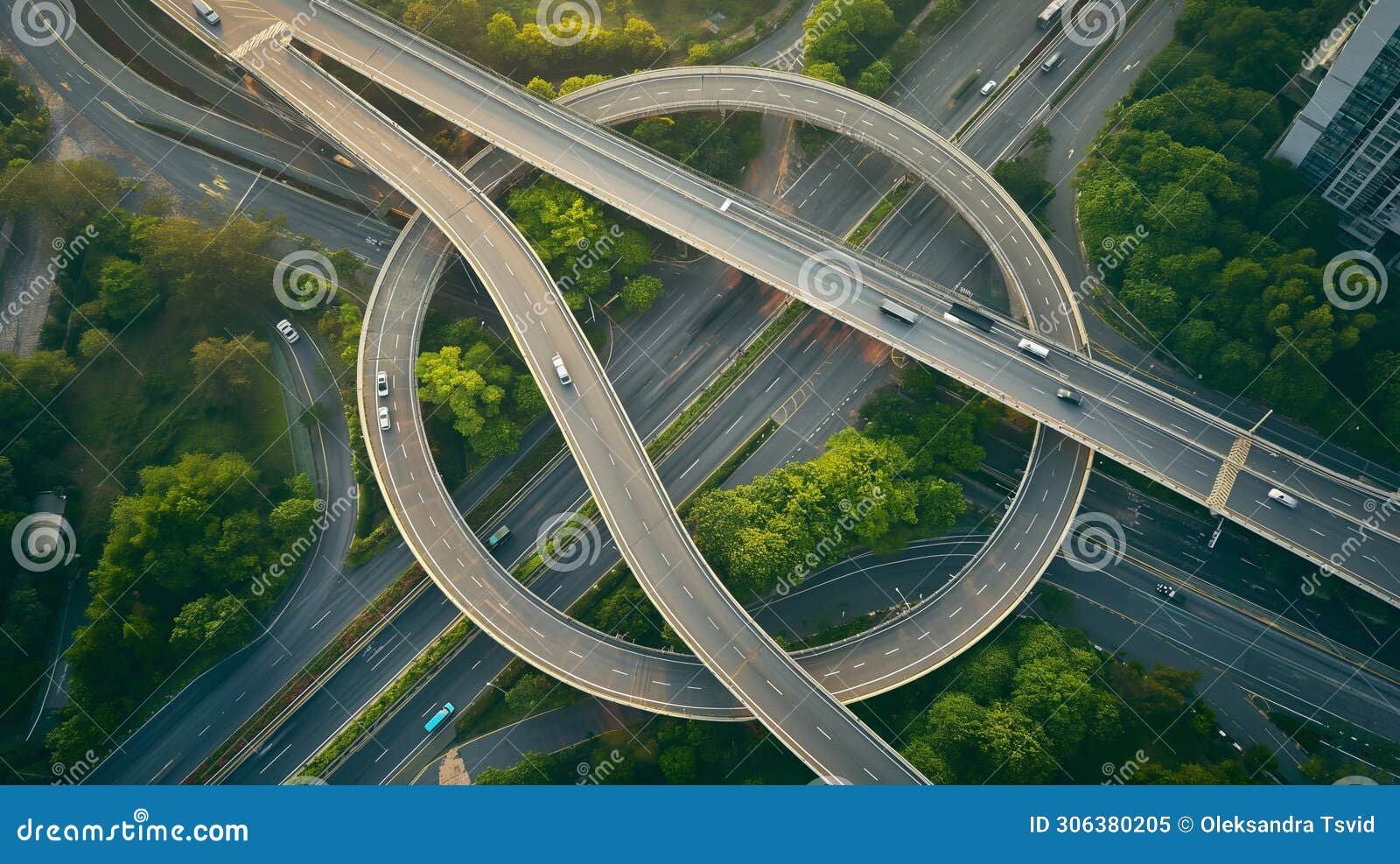 Aerial View of Highway and Overpass in City Stock Image - Image of ...