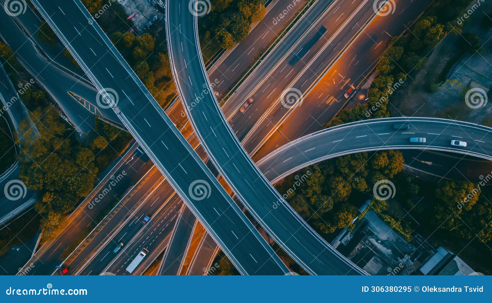 Aerial View of Highway and Overpass in City Stock Image - Image of ...