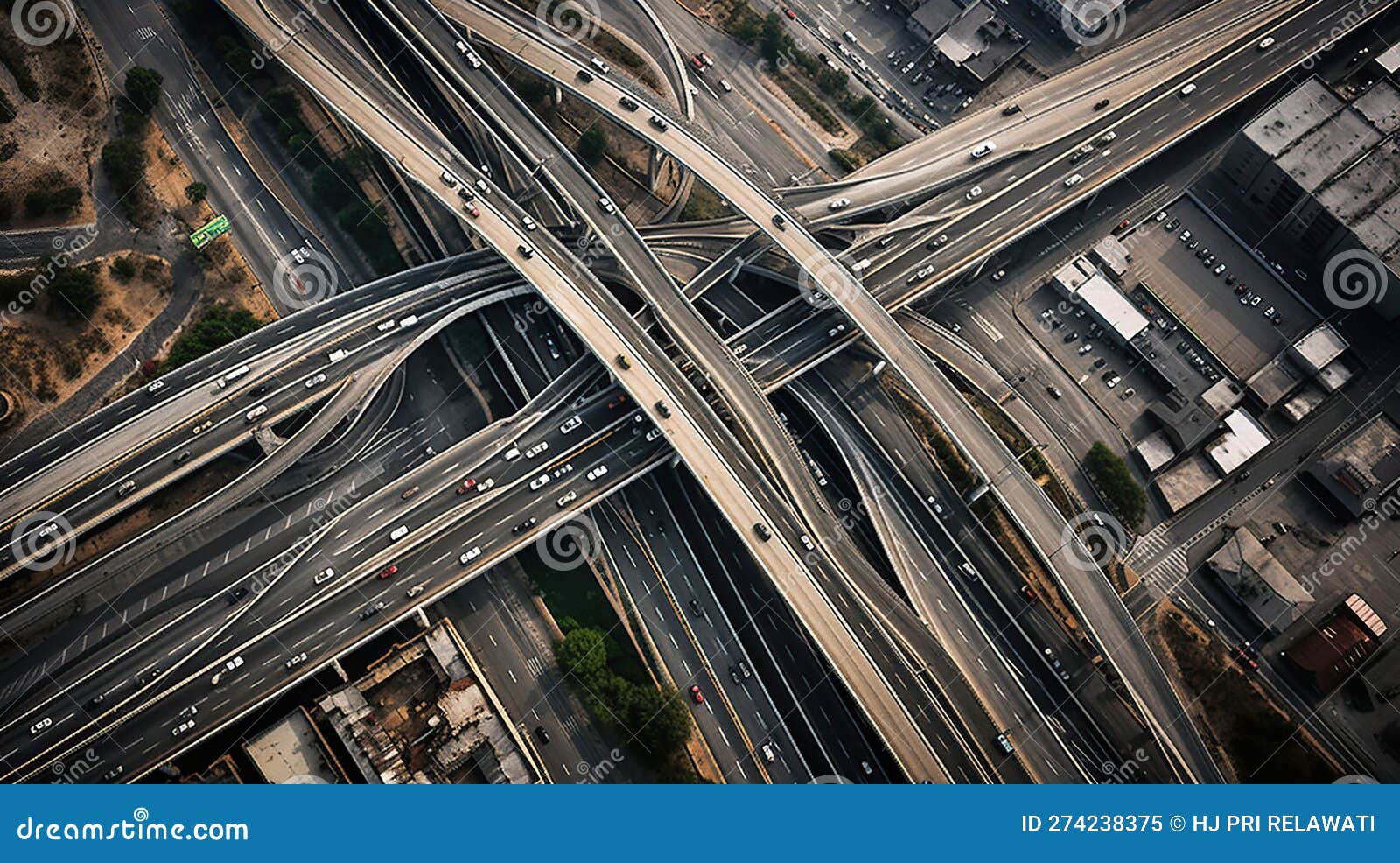 Aerial View of Highway and Overpass in City. Generative Ai Stock ...