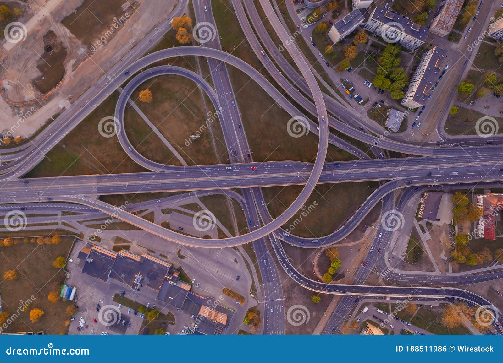 Aerial View of Highway and Overpass Intersection Stock Photo - Image of ...