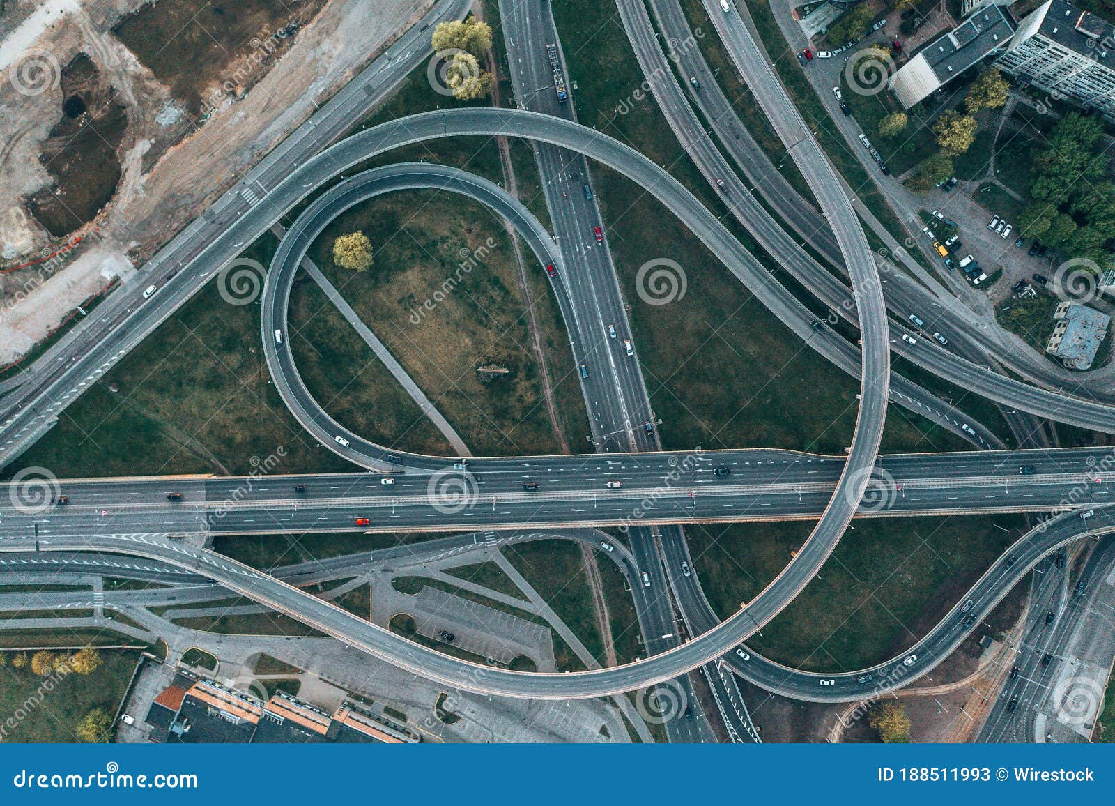 Aerial View of Highway and Overpass Intersection Stock Image - Image of ...