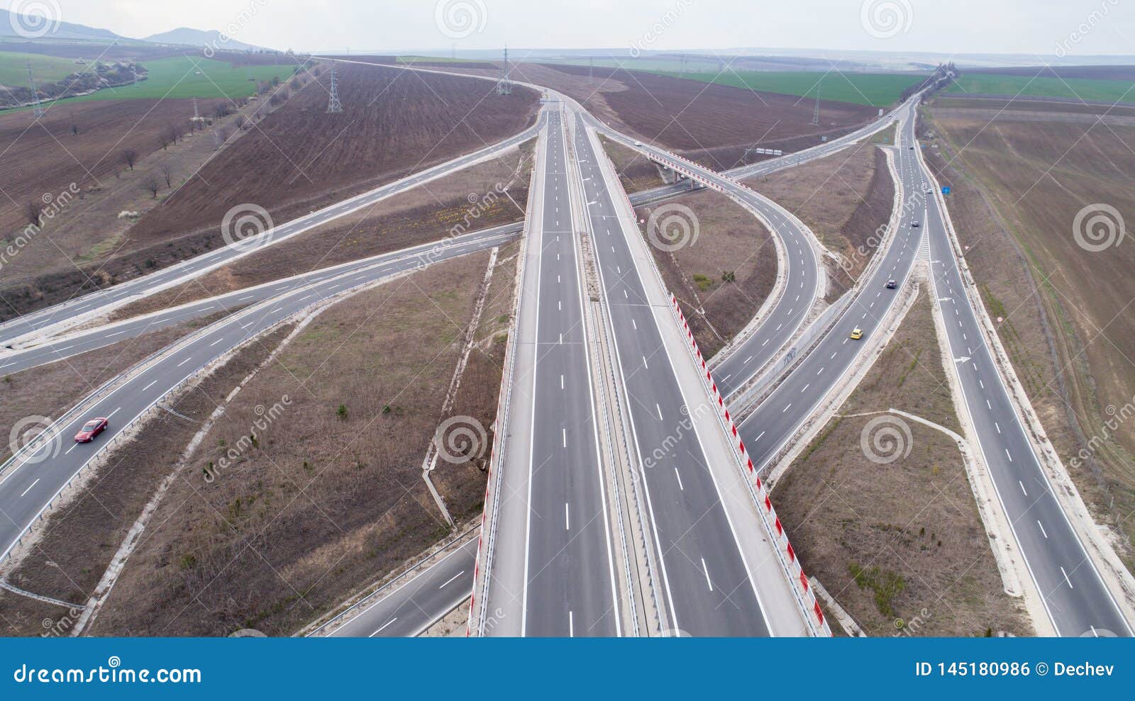 Aerial View of Highway and Overpass. Road Junction, Highway ...