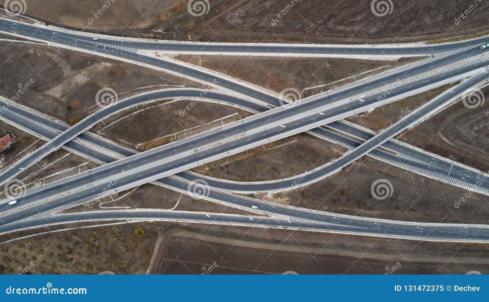 Aerial View of Highway and Overpass. Road Junction, Highway ...