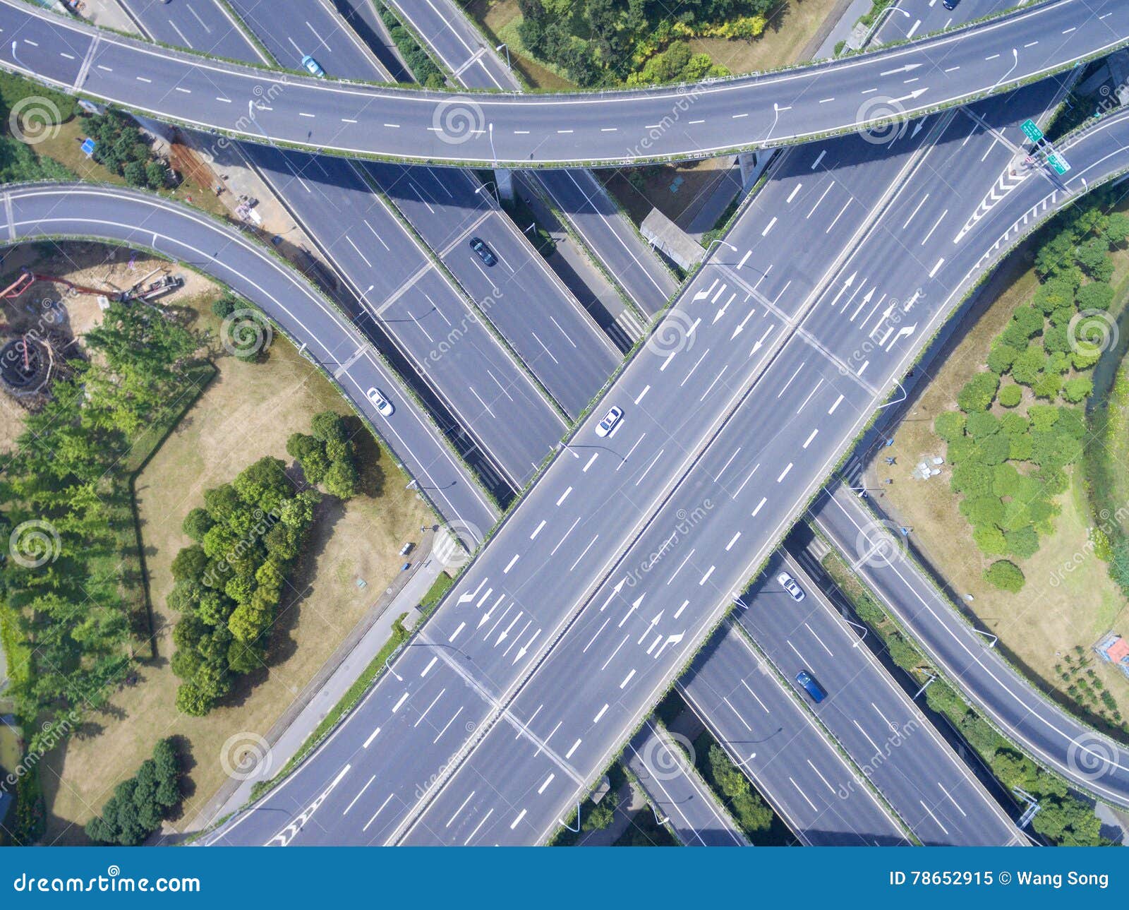 Aerial View of Highway Overpass Stock Image - Image of overpass ...