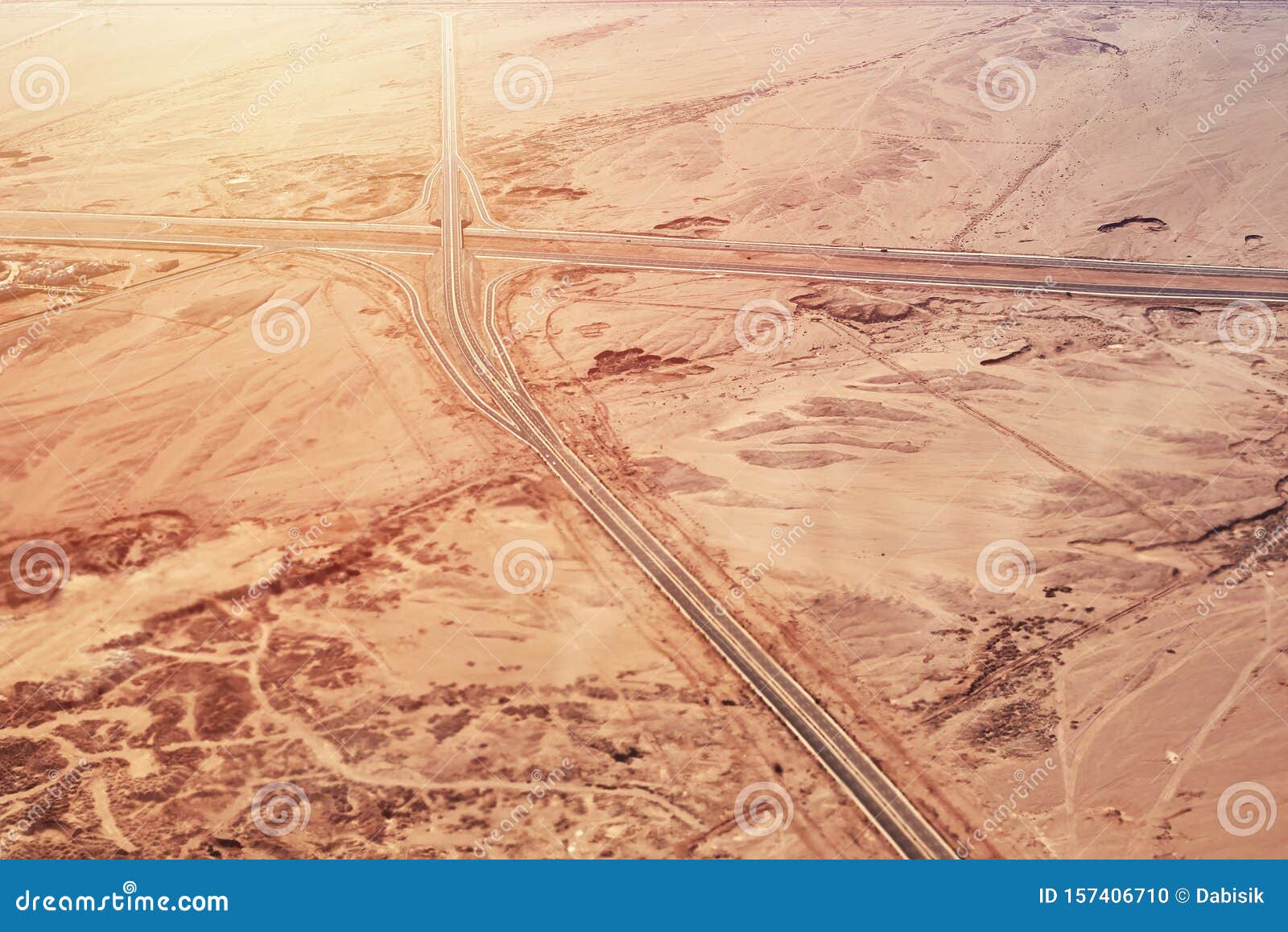 Aerial View of Highway Road in a Desert Stock Photo - Image of desert ...