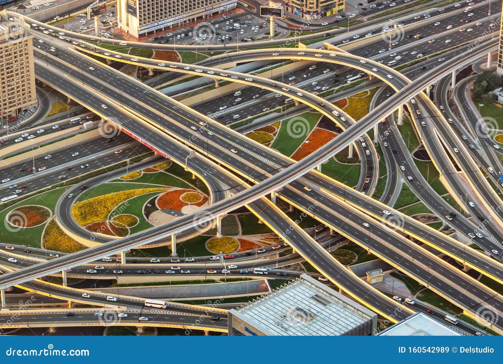 Aerial View of a Highway Road Interchange in Dubai United Arab Emirates ... Aerial View of a Highway Road Interchange in Dubai United Arab Emirates ...
