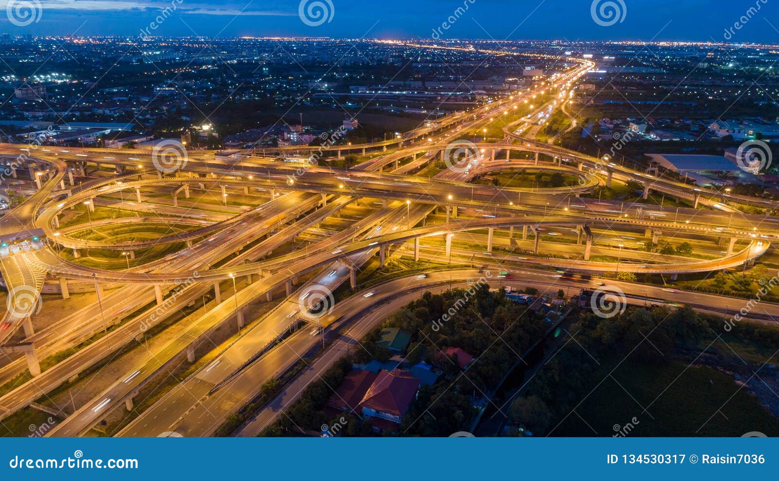 Aerial View Highway Road Intersection for Transportation or Traffic ...