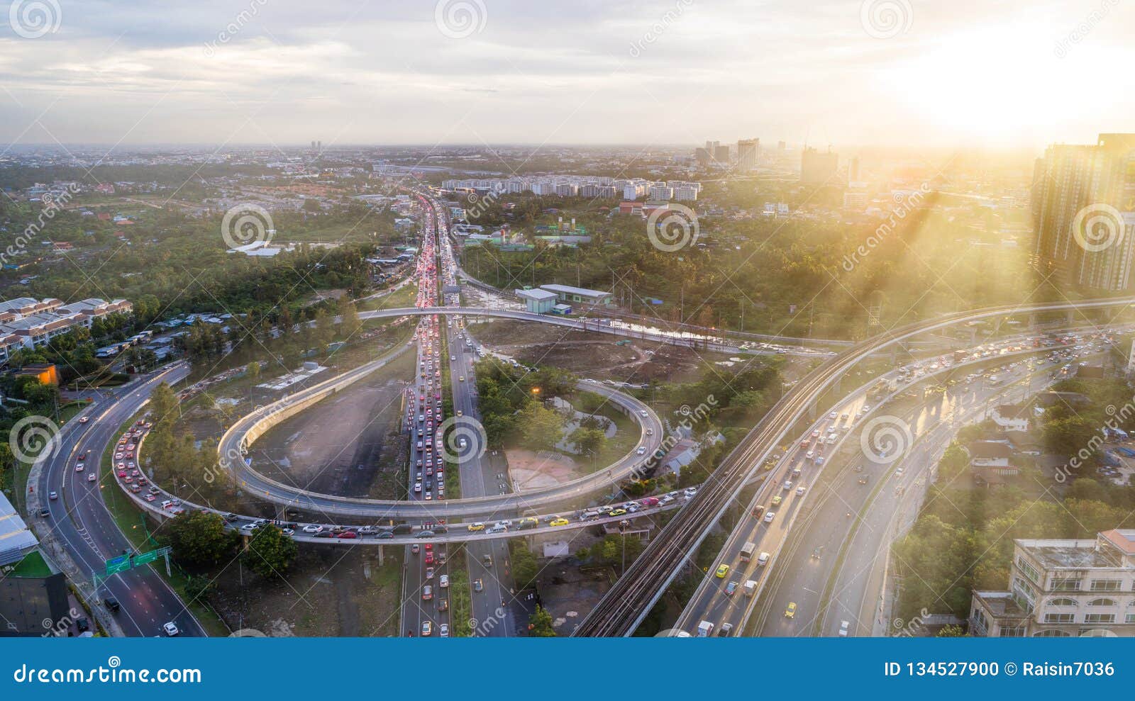 Aerial View Highway Road Network Connection or Intersection for Import ...