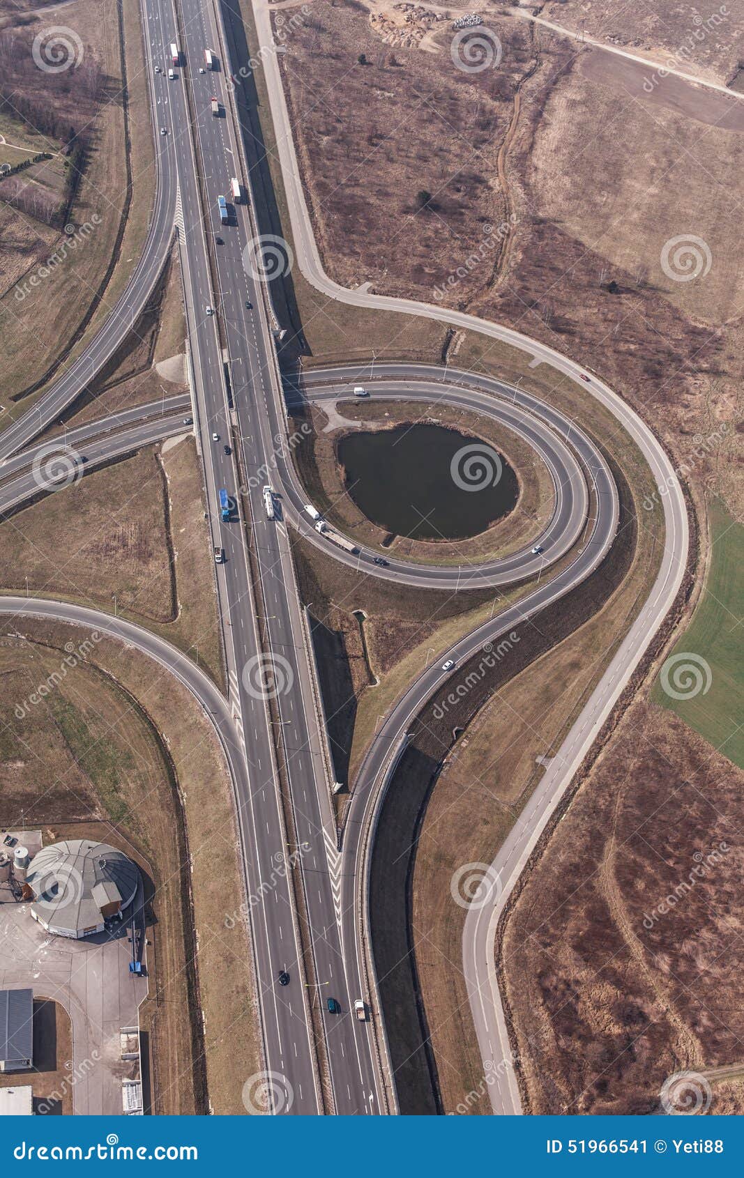 Aerial View of Highway Roundabout in Poland Stock Image - Image of land ...